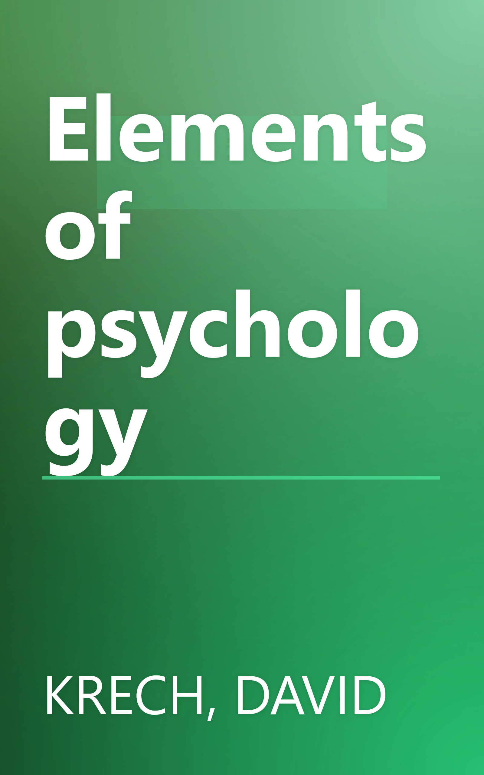 Elements of psychology book cover