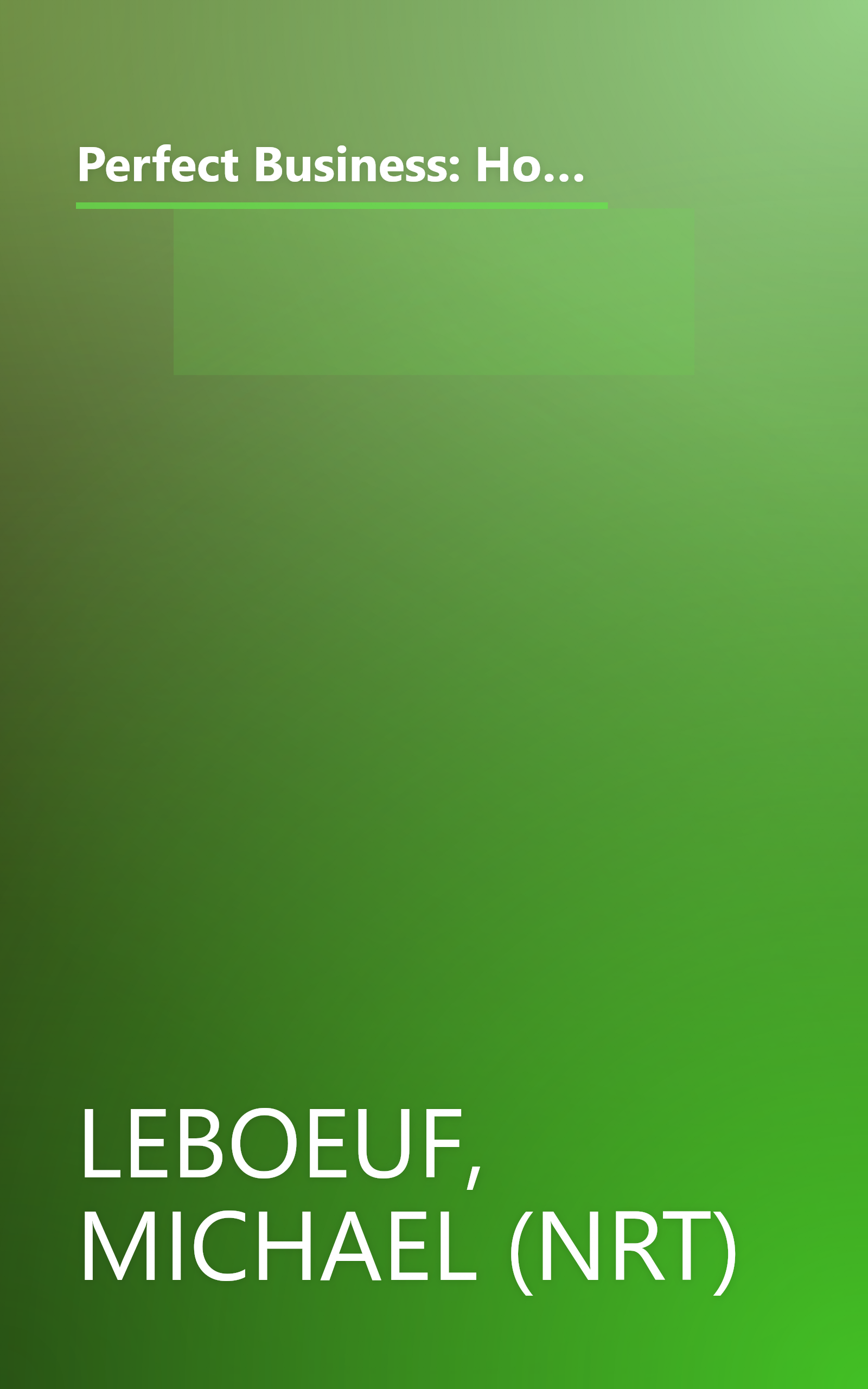 Perfect Business: How To Make A Million From Home With No Payroll No Debts No: How To Make A Million From Home With No Payroll No Employee Headaches No Debt book cover