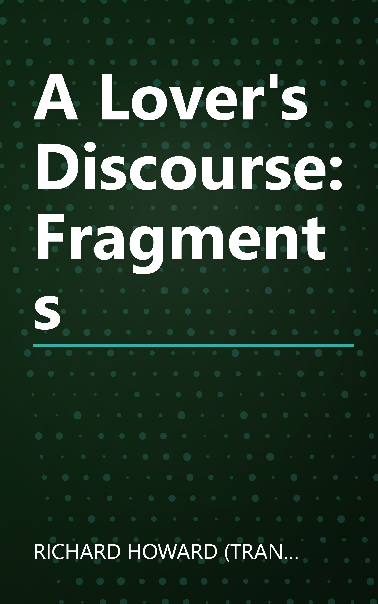 A Lover's Discourse: Fragments book cover