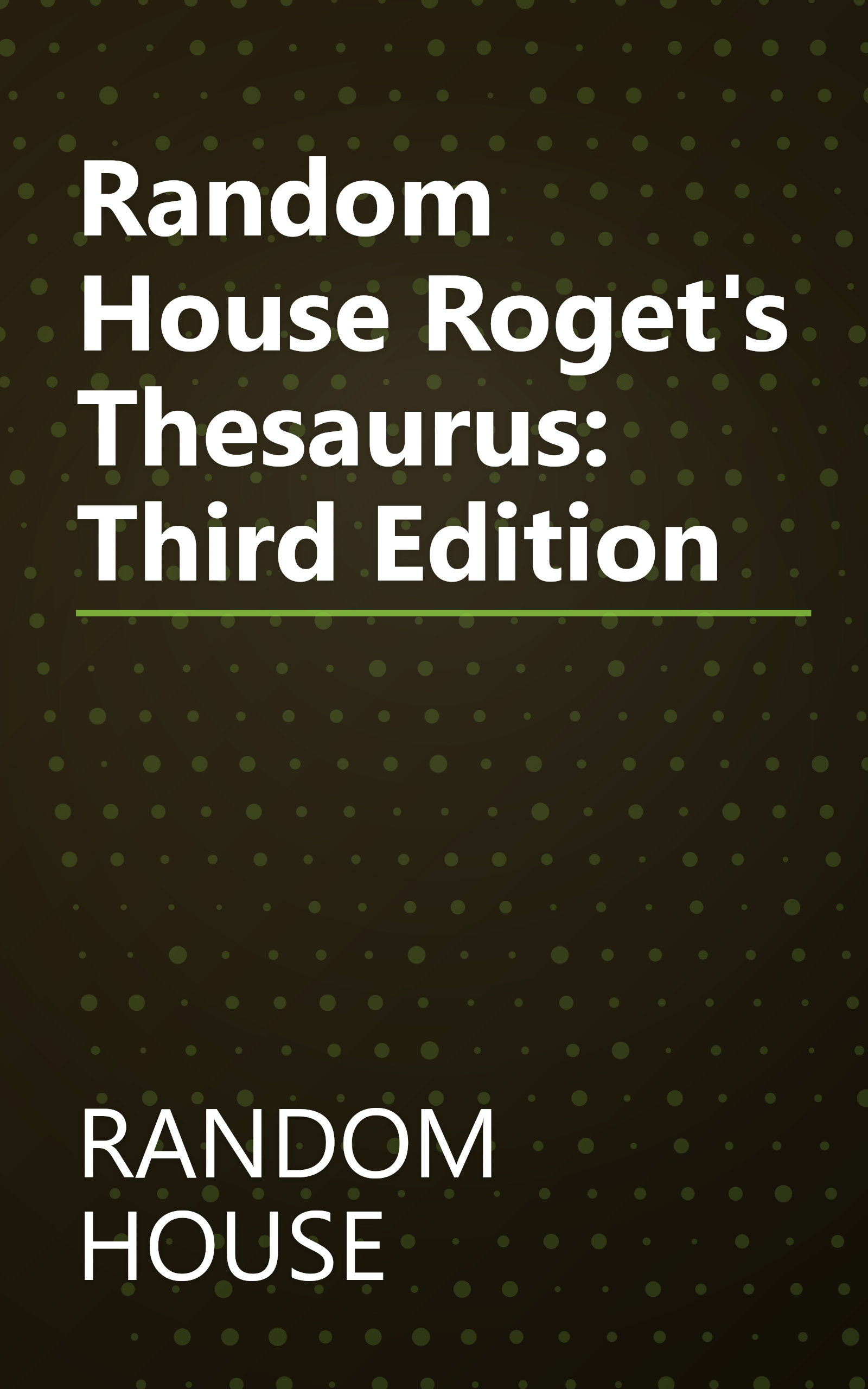 Random House Roget's Thesaurus: Third Edition book cover