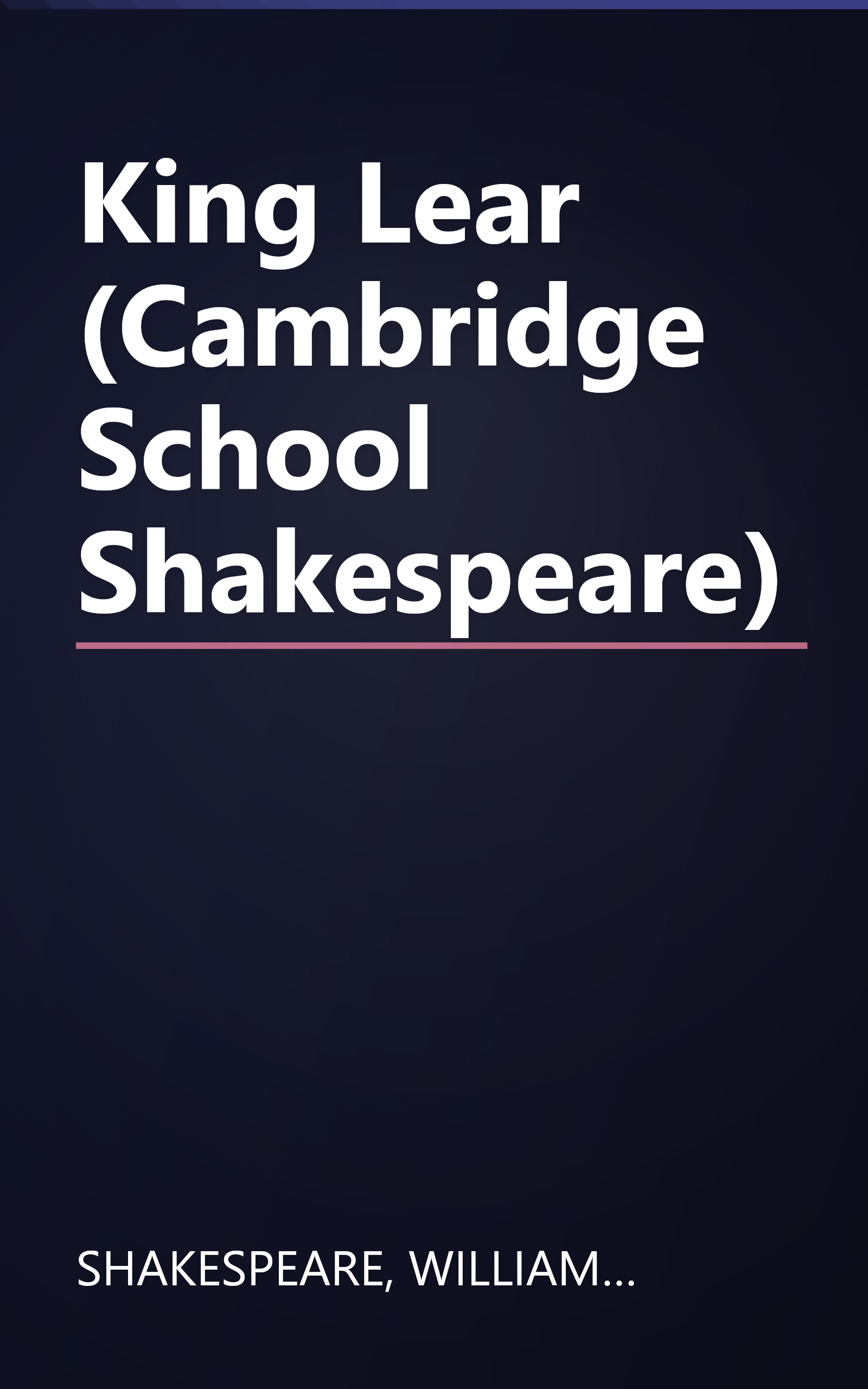 King Lear (Cambridge School Shakespeare) book cover