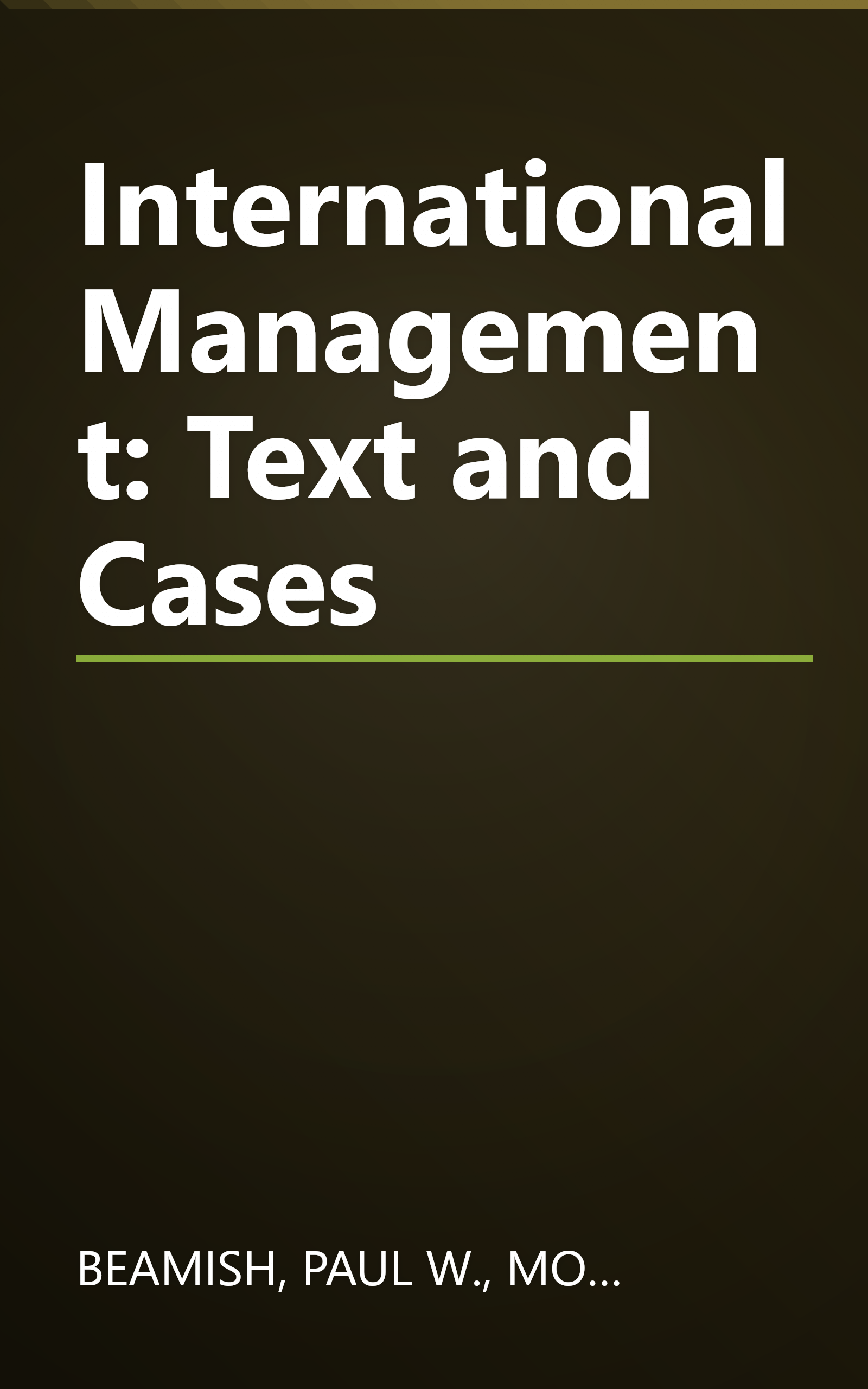 International Management: Text and Cases book cover