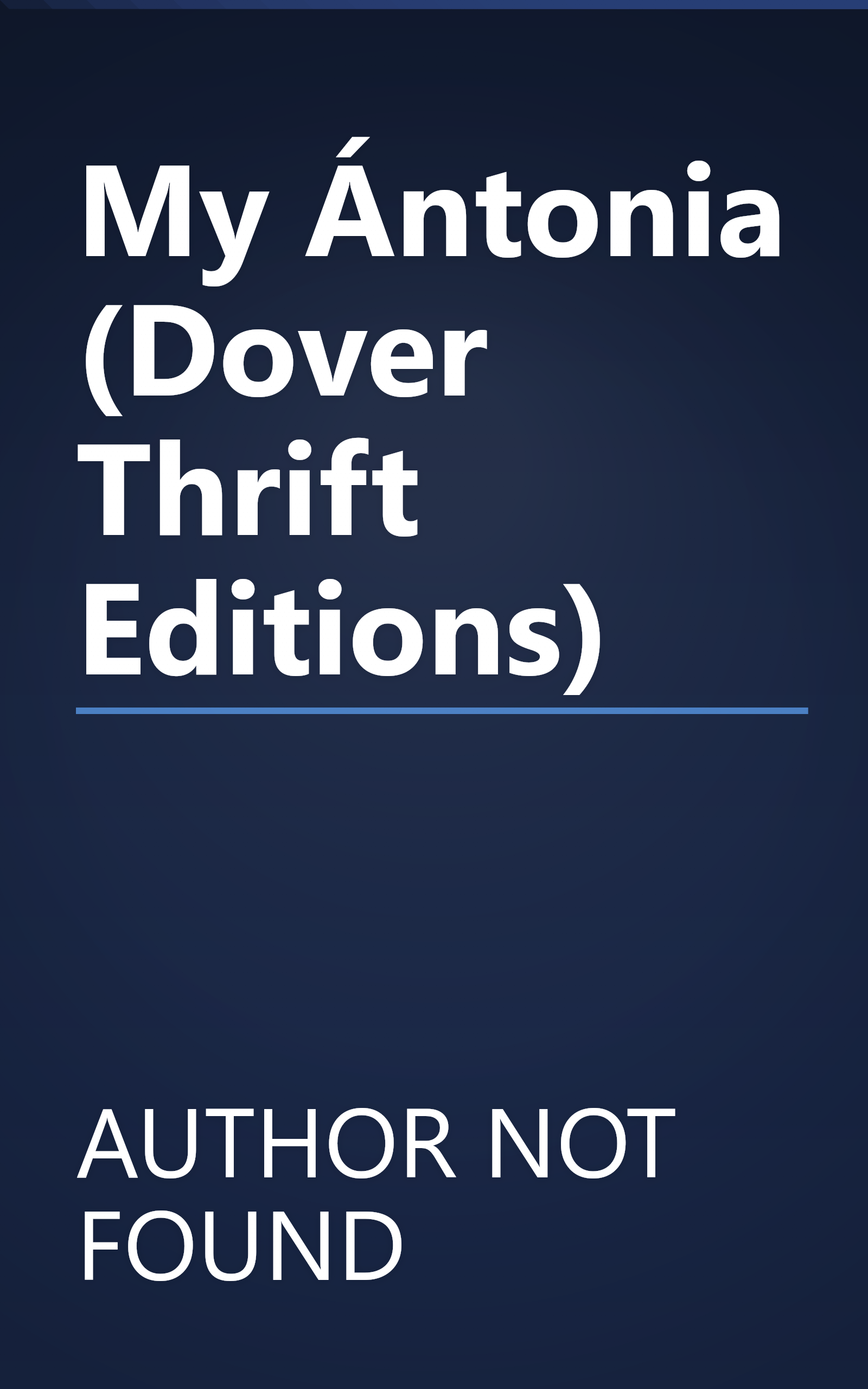 My Ántonia (Dover Thrift Editions) book cover