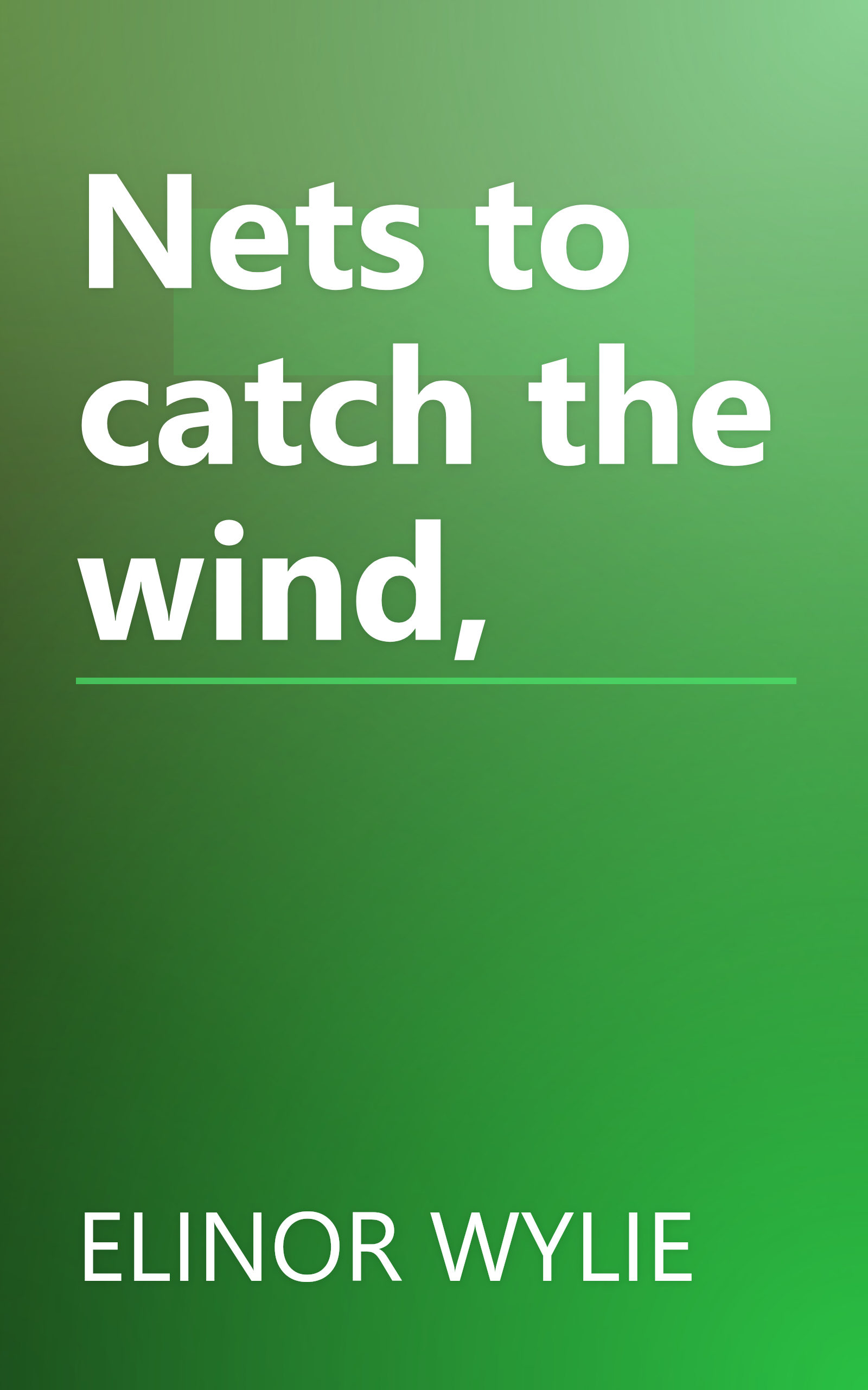 Nets to catch the wind, book cover