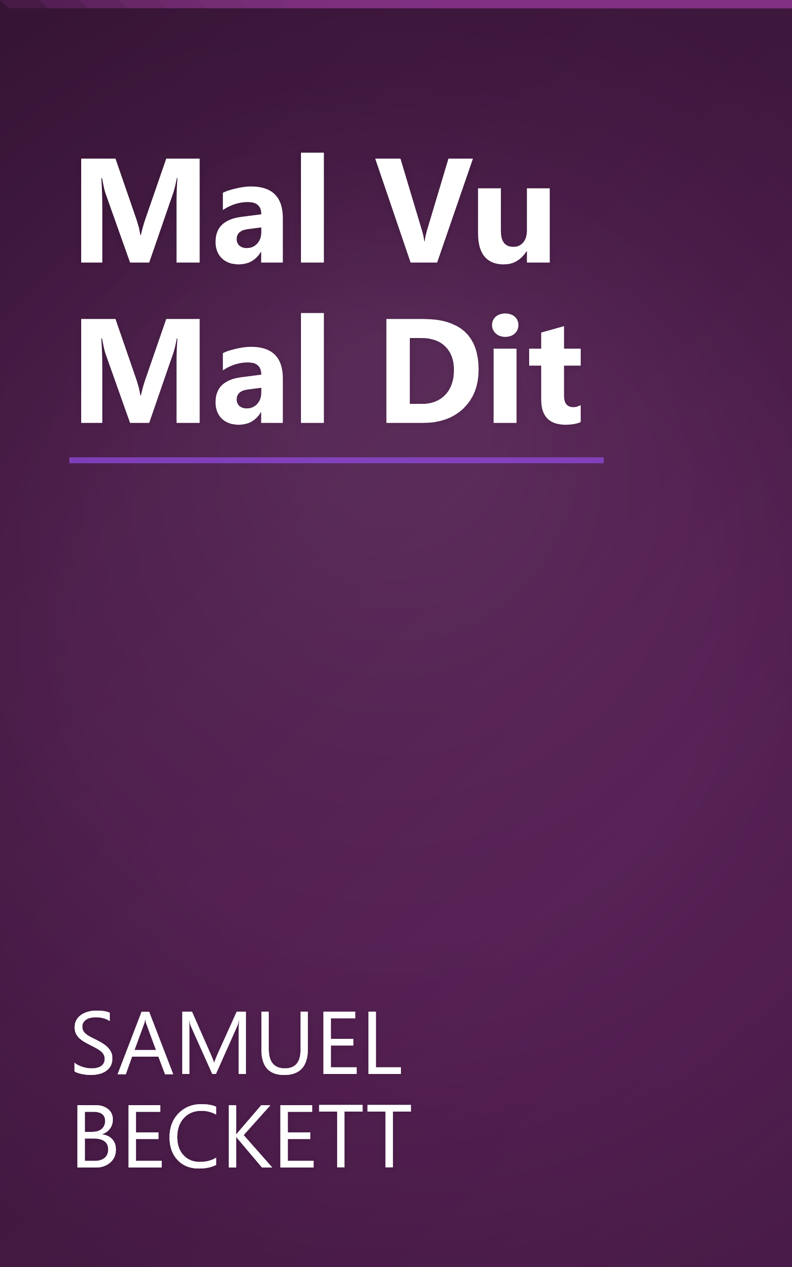 Mal Vu Mal Dit book cover