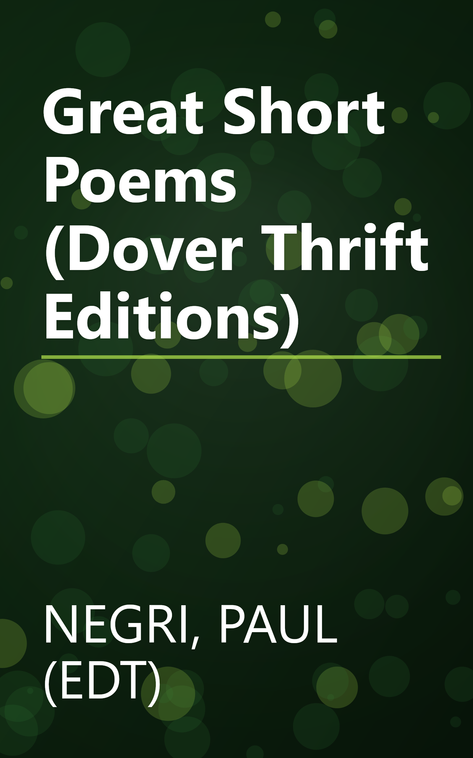 Great Short Poems (Dover Thrift Editions) book cover