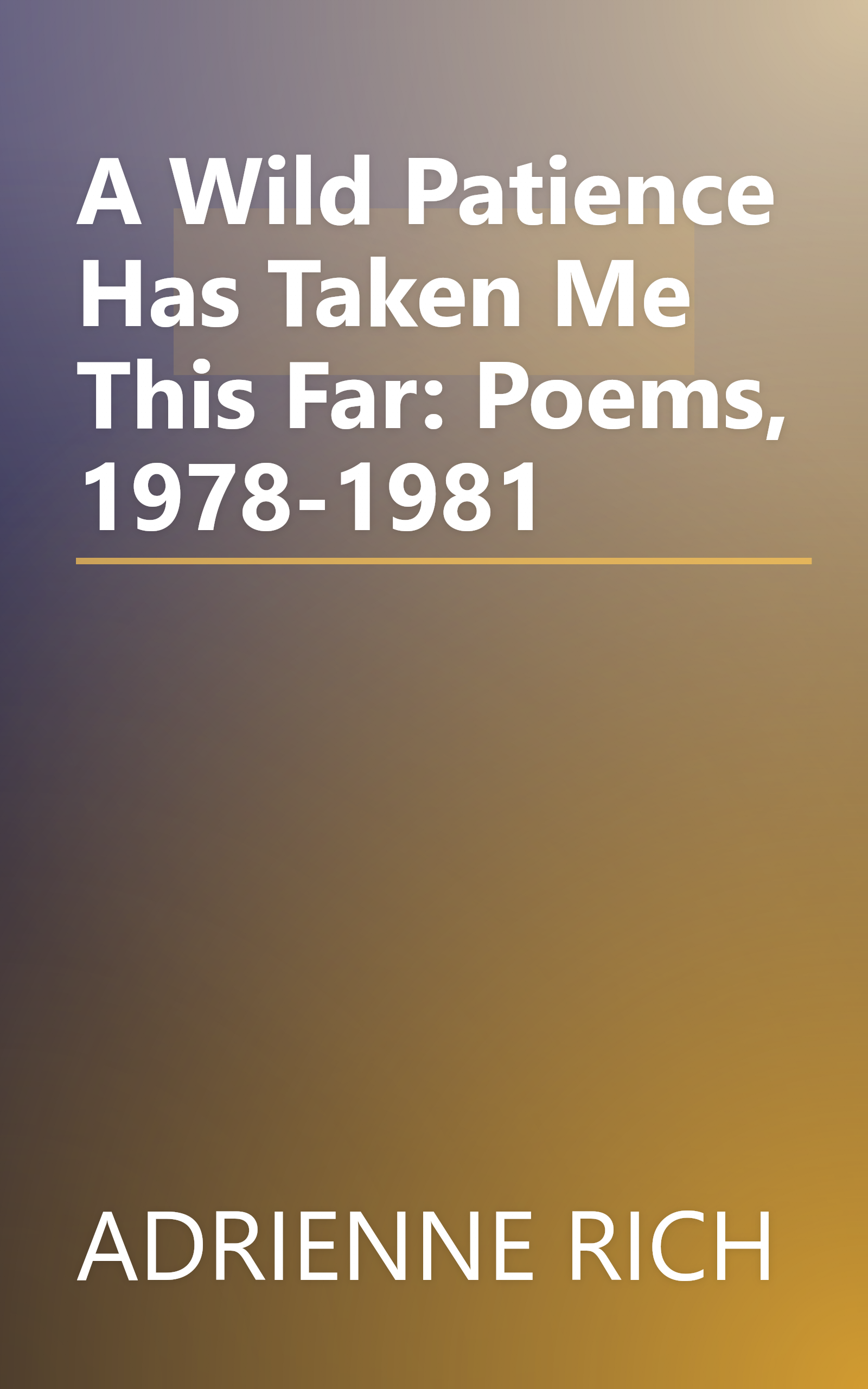 A Wild Patience Has Taken Me This Far: Poems, 1978-1981 book cover
