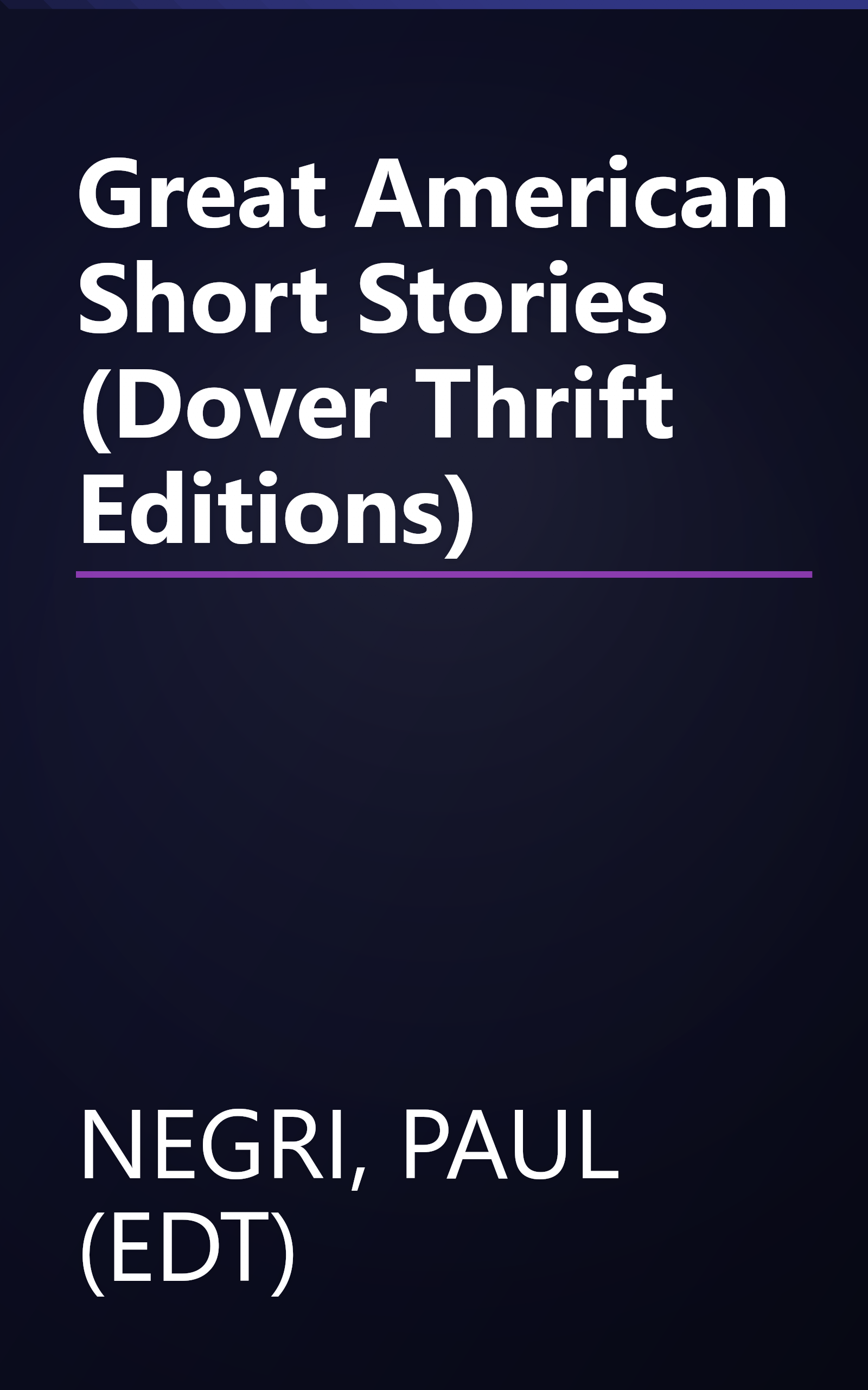 Great American Short Stories (Dover Thrift Editions) book cover