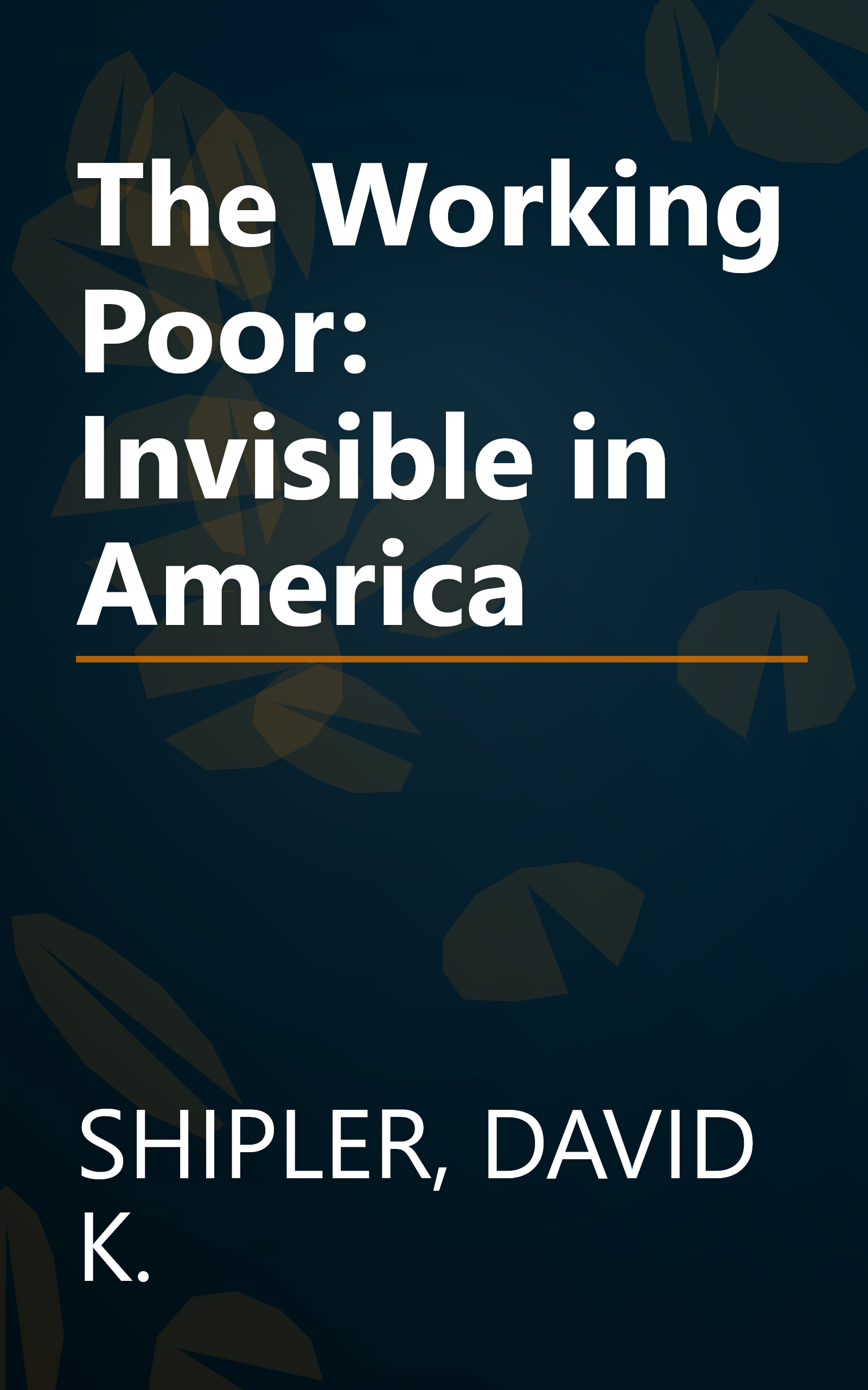 The Working Poor: Invisible in America book cover