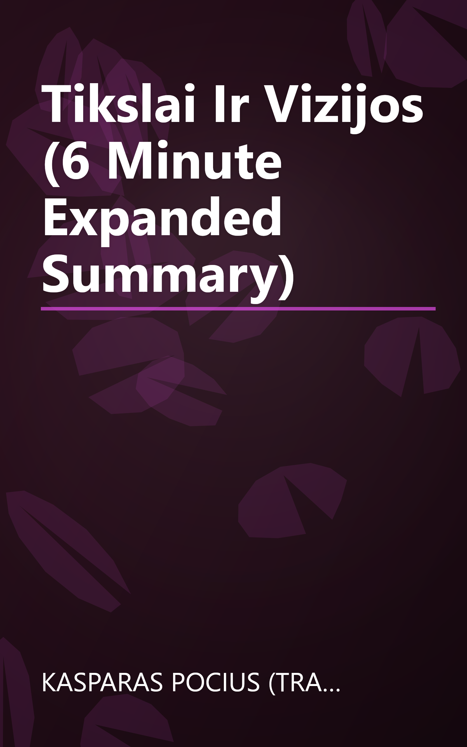 Tikslai Ir Vizijos (6 Minute   Expanded Summary) book cover