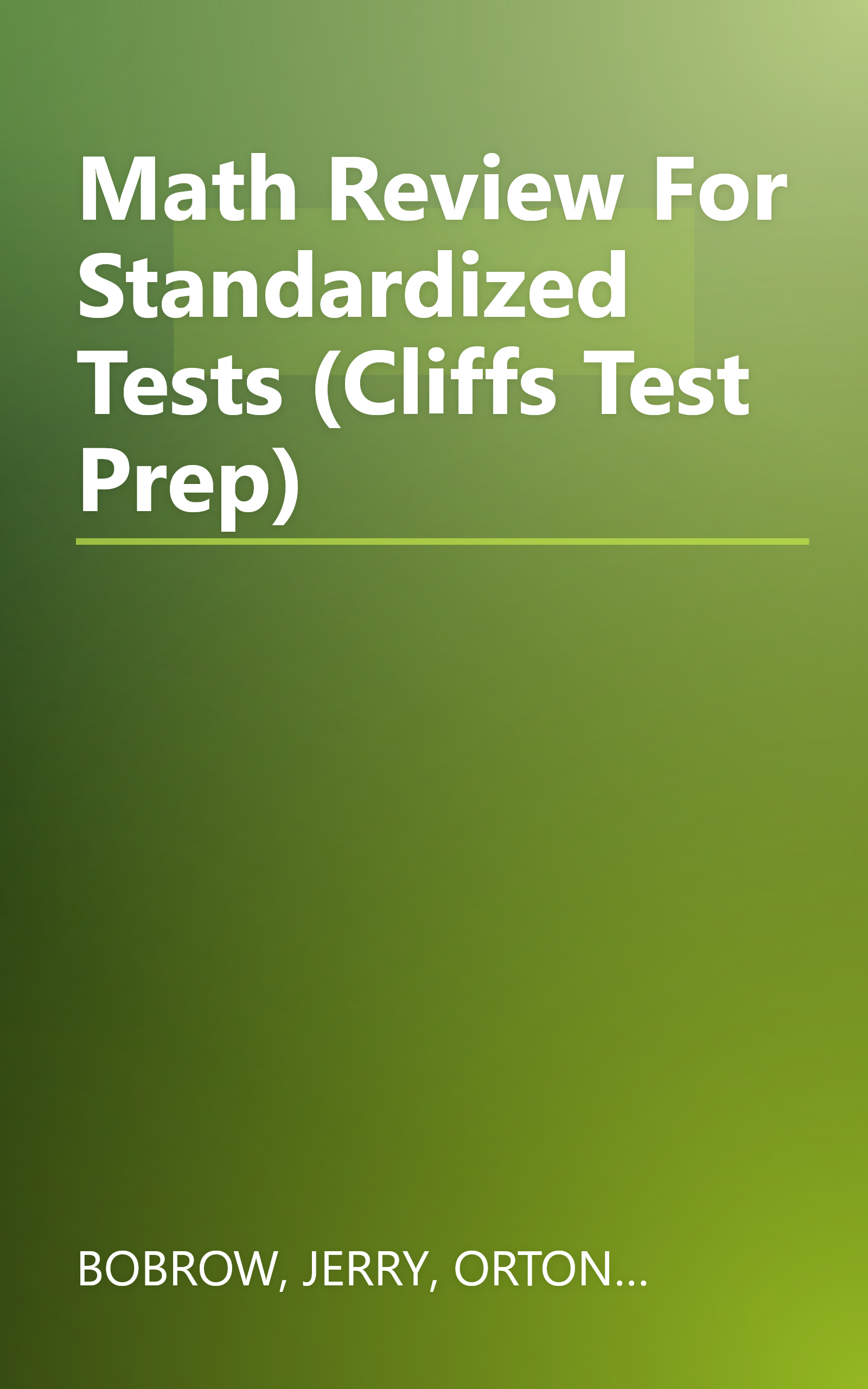 Math Review For Standardized Tests (Cliffs Test Prep) book cover