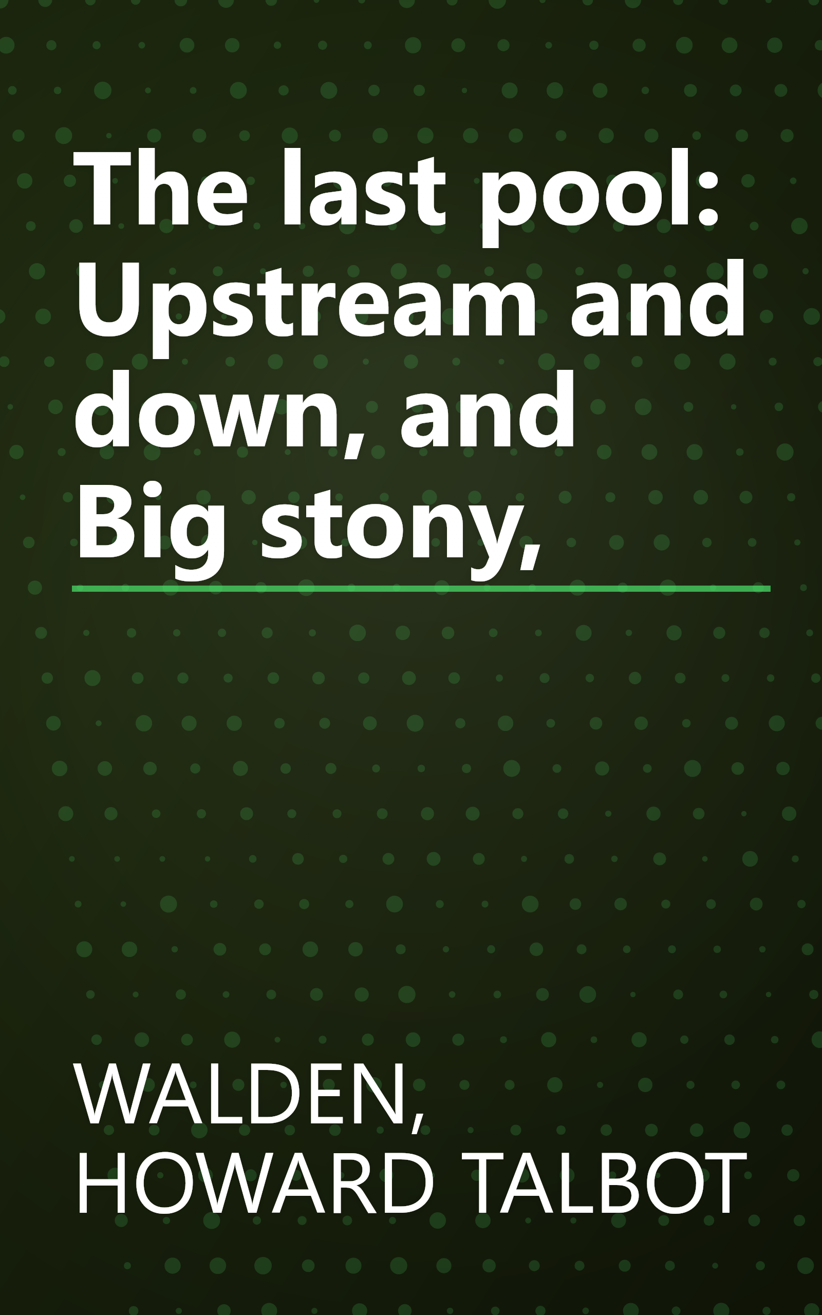 The last pool: Upstream and down, and Big stony, book cover