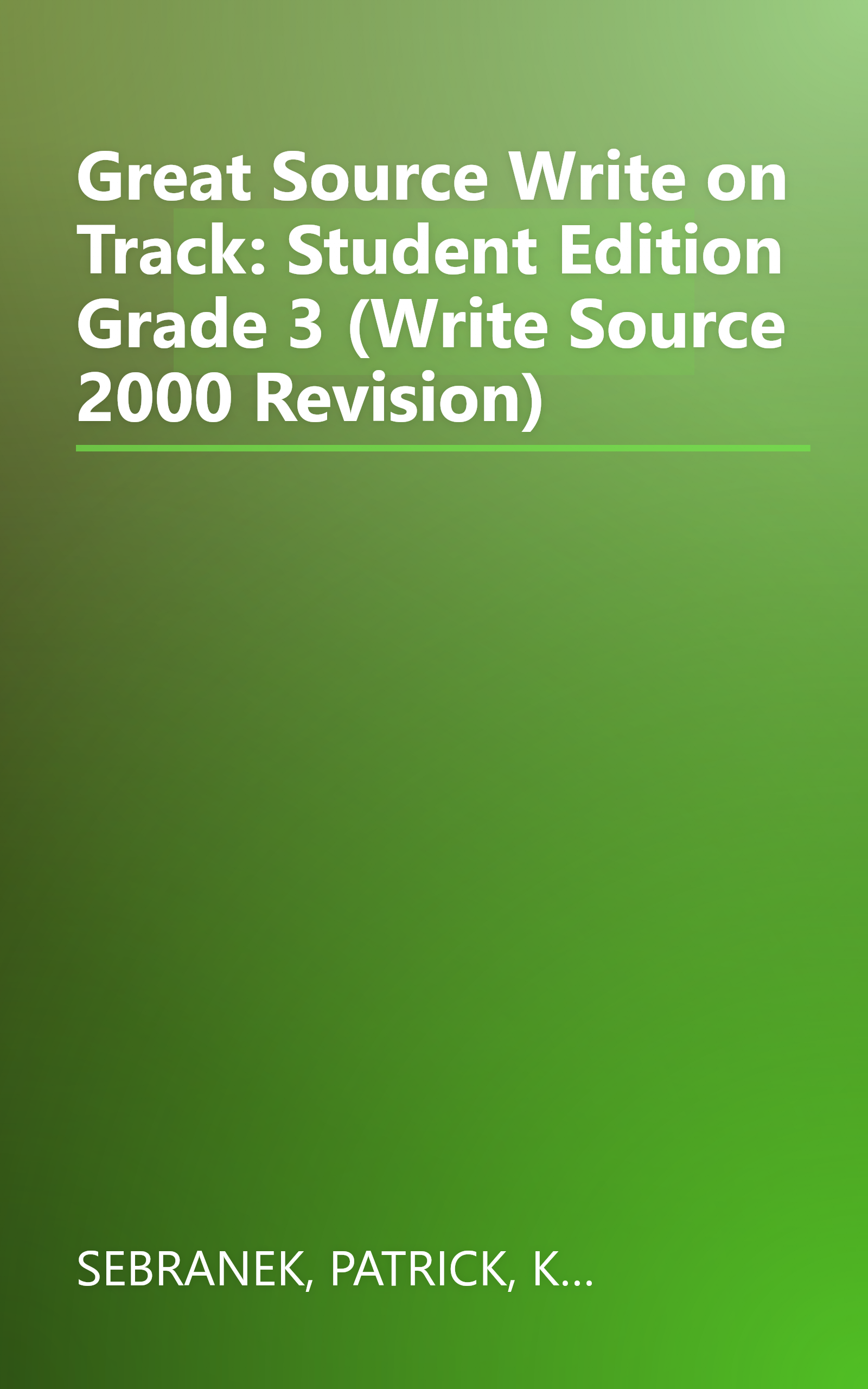 Great Source Write on Track: Student Edition Grade 3 (Write Source 2000 Revision) book cover