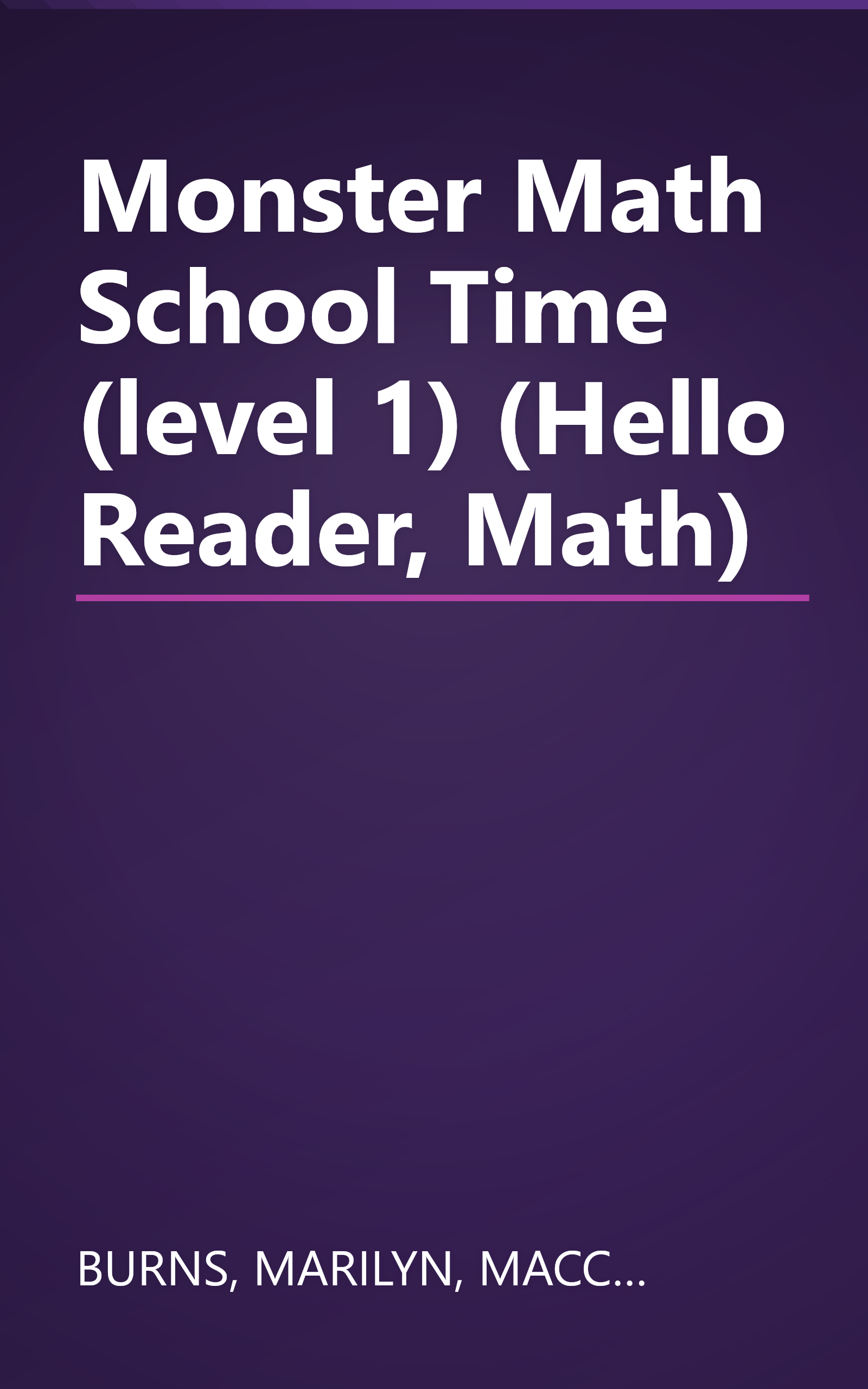 Monster Math School Time (level 1) (Hello Reader, Math) book cover