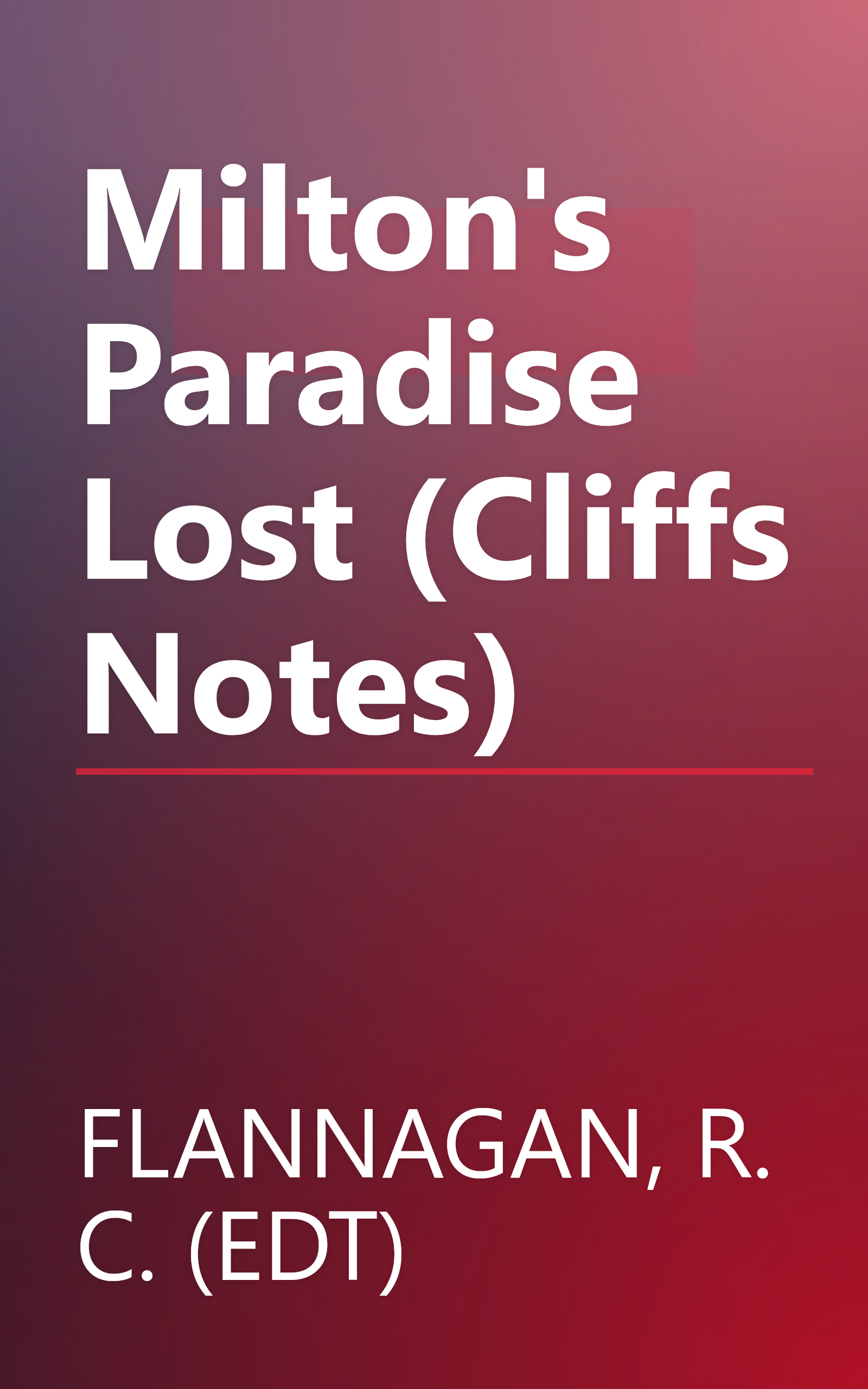 Milton's Paradise Lost (Cliffs Notes) book cover