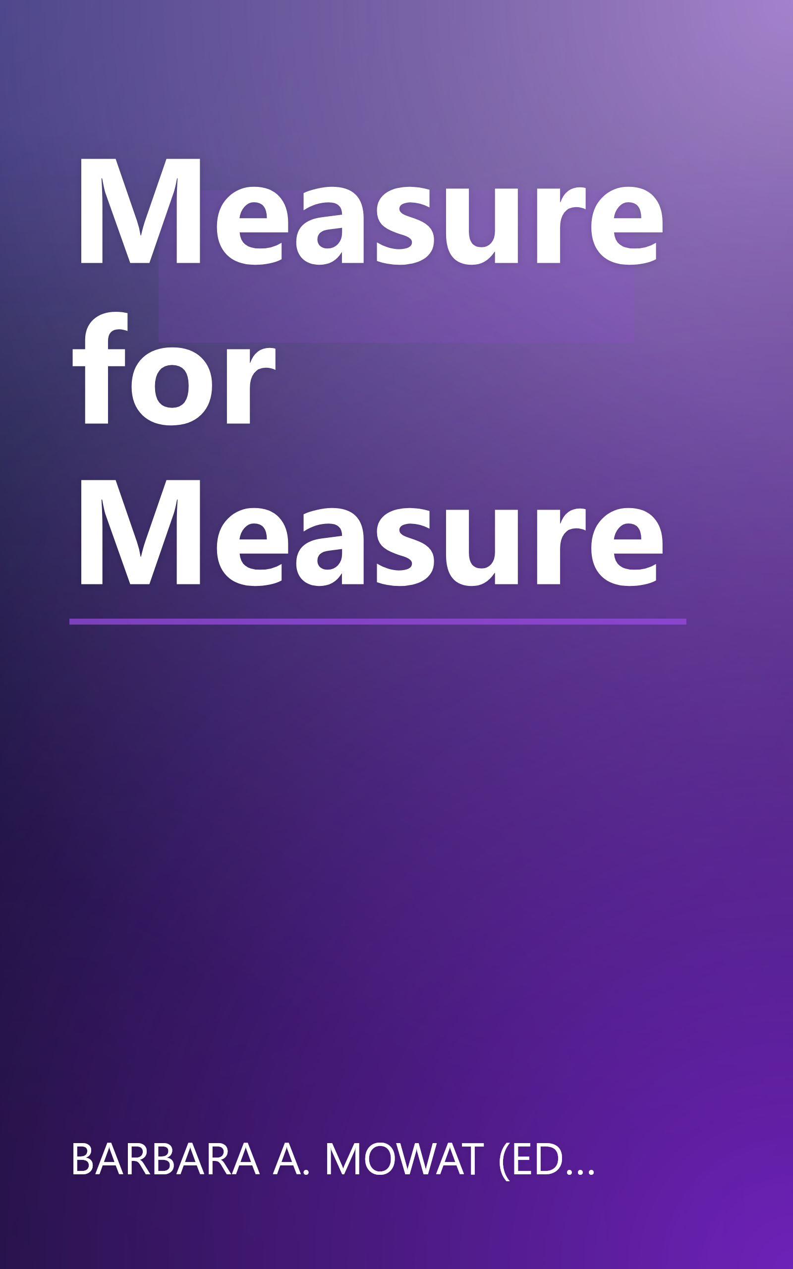 Measure for Measure book cover