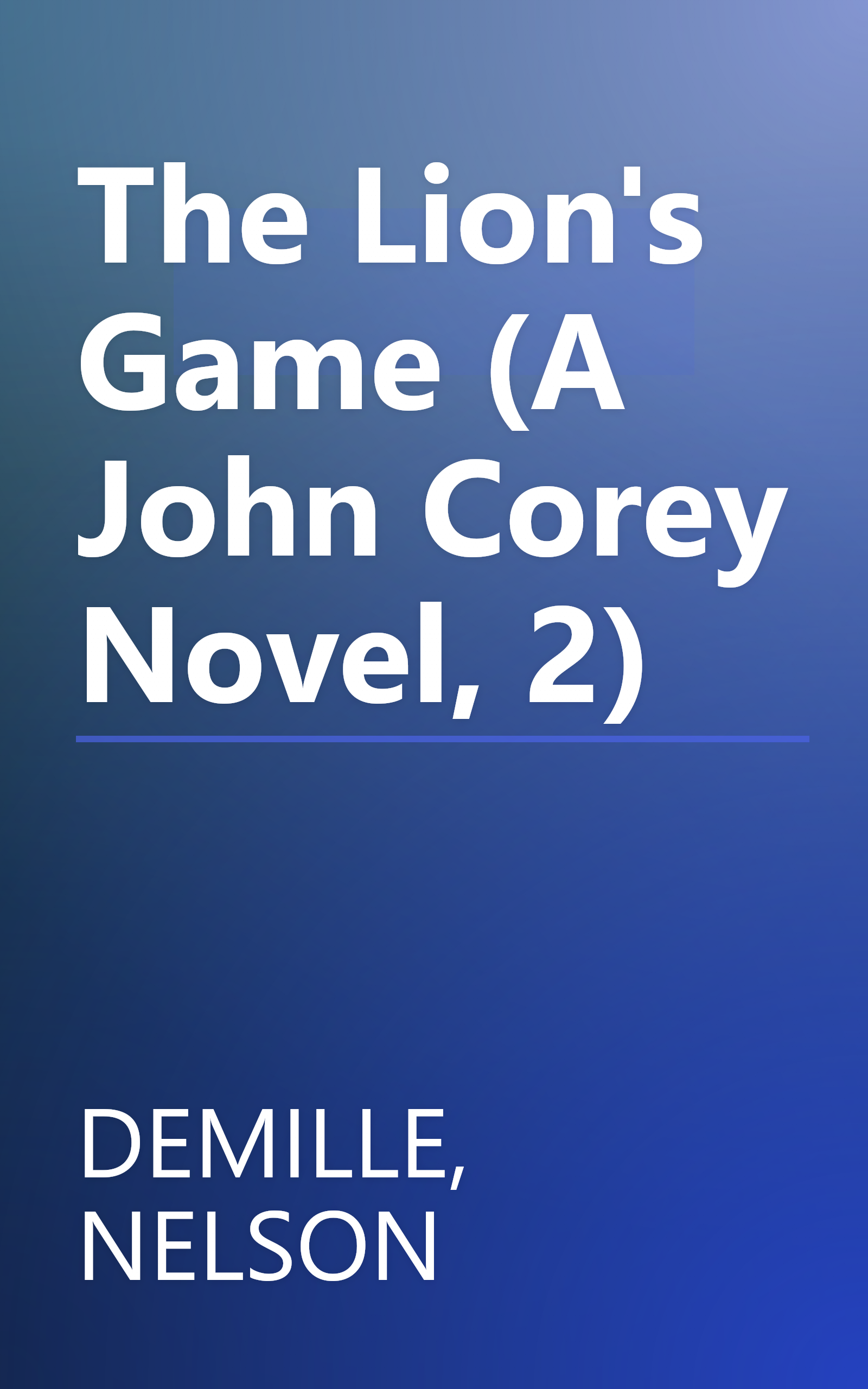 The Lion's Game (A John Corey Novel, 2) book cover