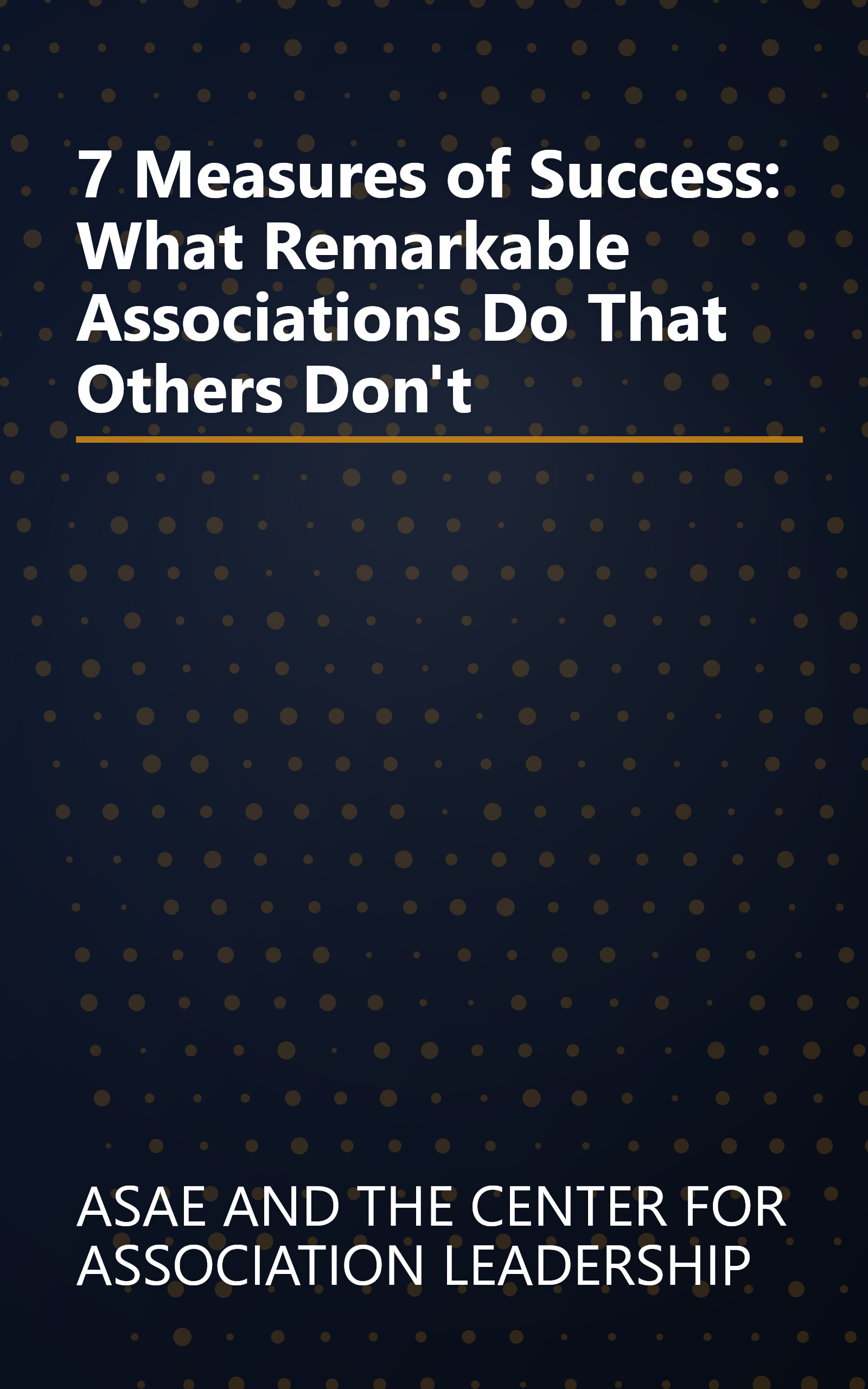 7 Measures of Success: What Remarkable Associations Do That Others Don't book cover