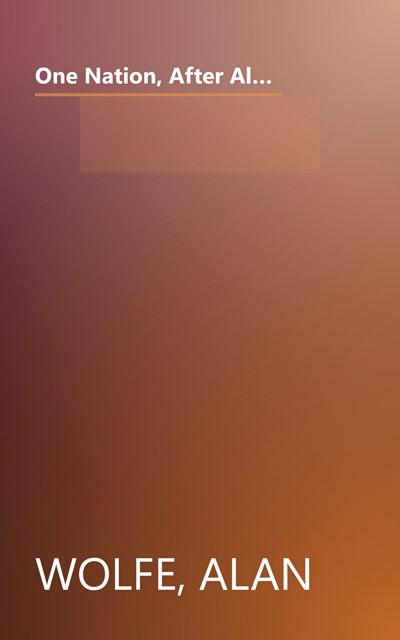 One Nation, After All: What Middle-Class Americans Really Think About God, Country, Family, Racism, Welfare, Immigration, Homosexuality, Work, The Right, The Left and Each Other book cover