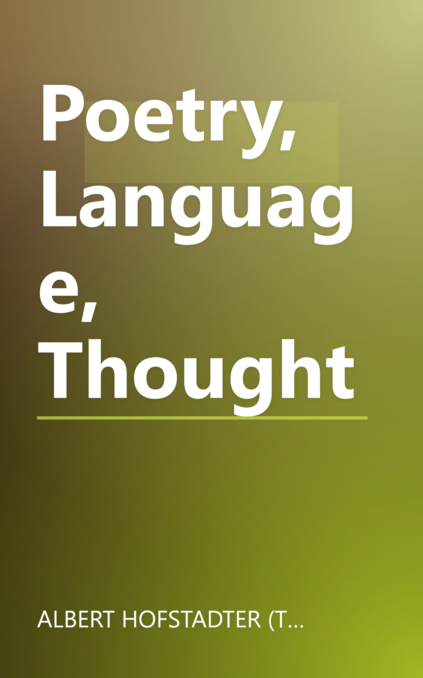 Poetry, Language, Thought book cover