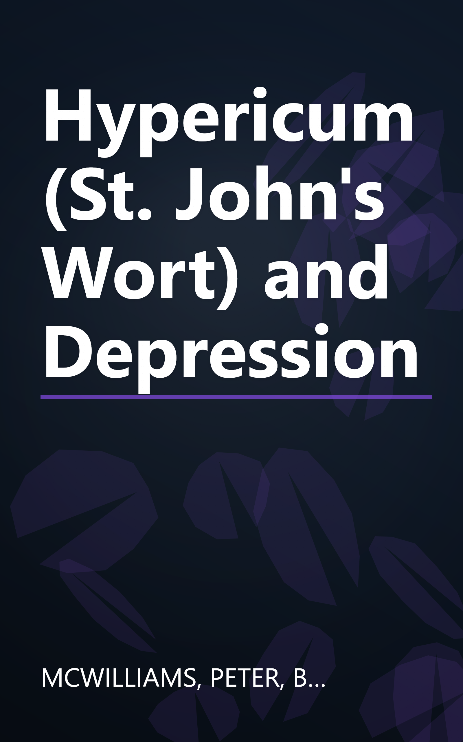 Hypericum (St. John's Wort) and Depression book cover