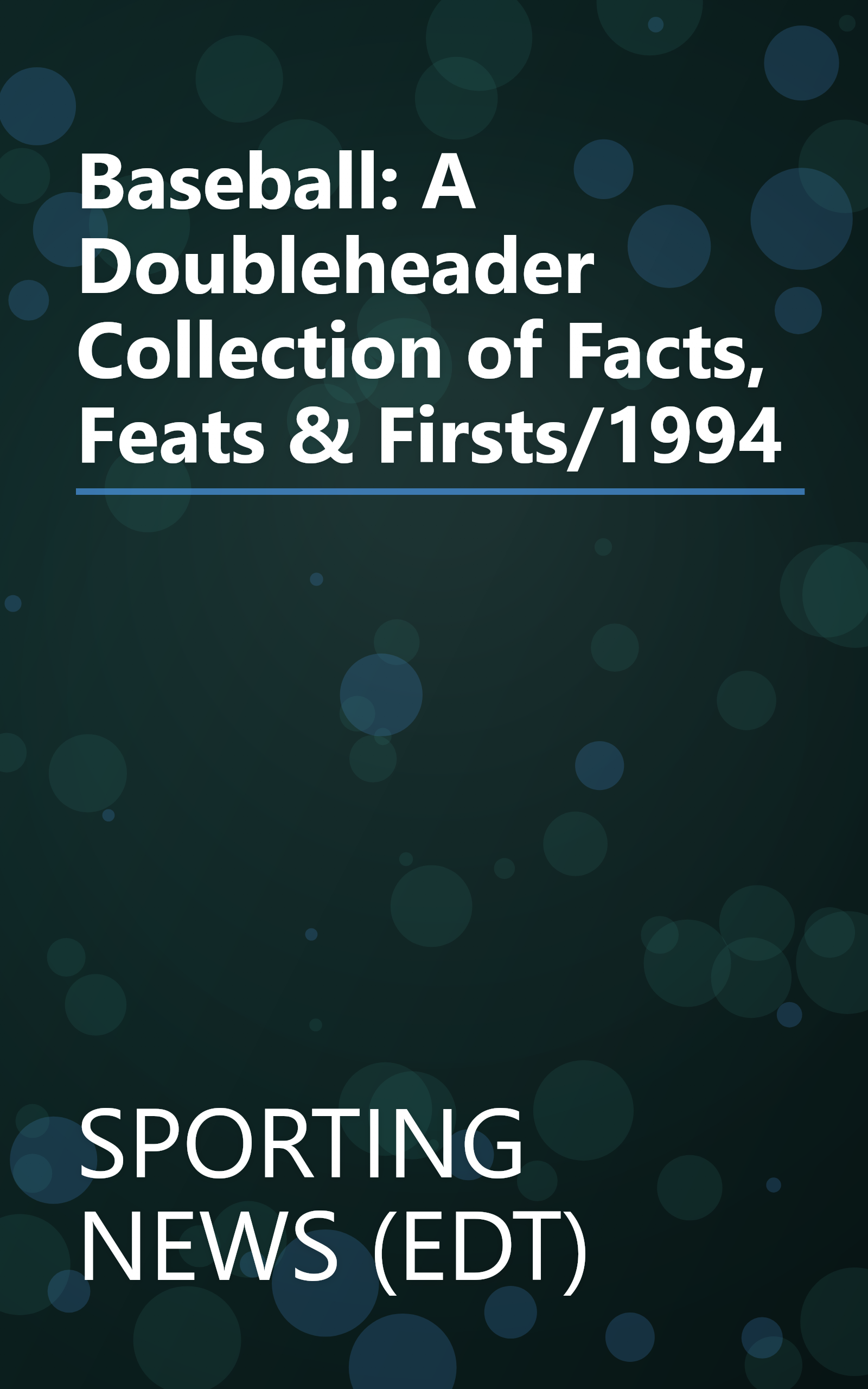 Baseball: A Doubleheader Collection of Facts, Feats & Firsts/1994 book cover