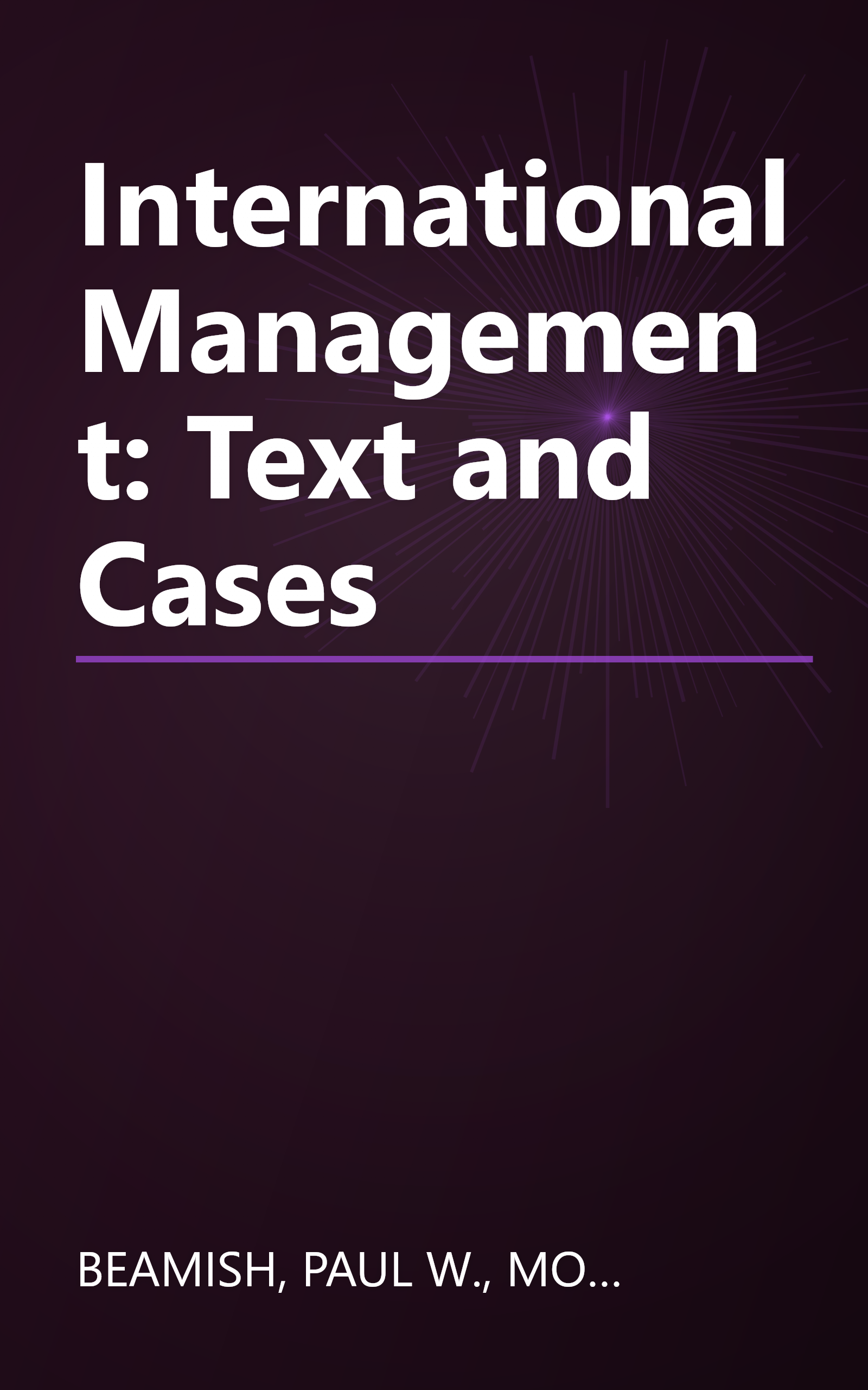 International Management: Text and Cases book cover