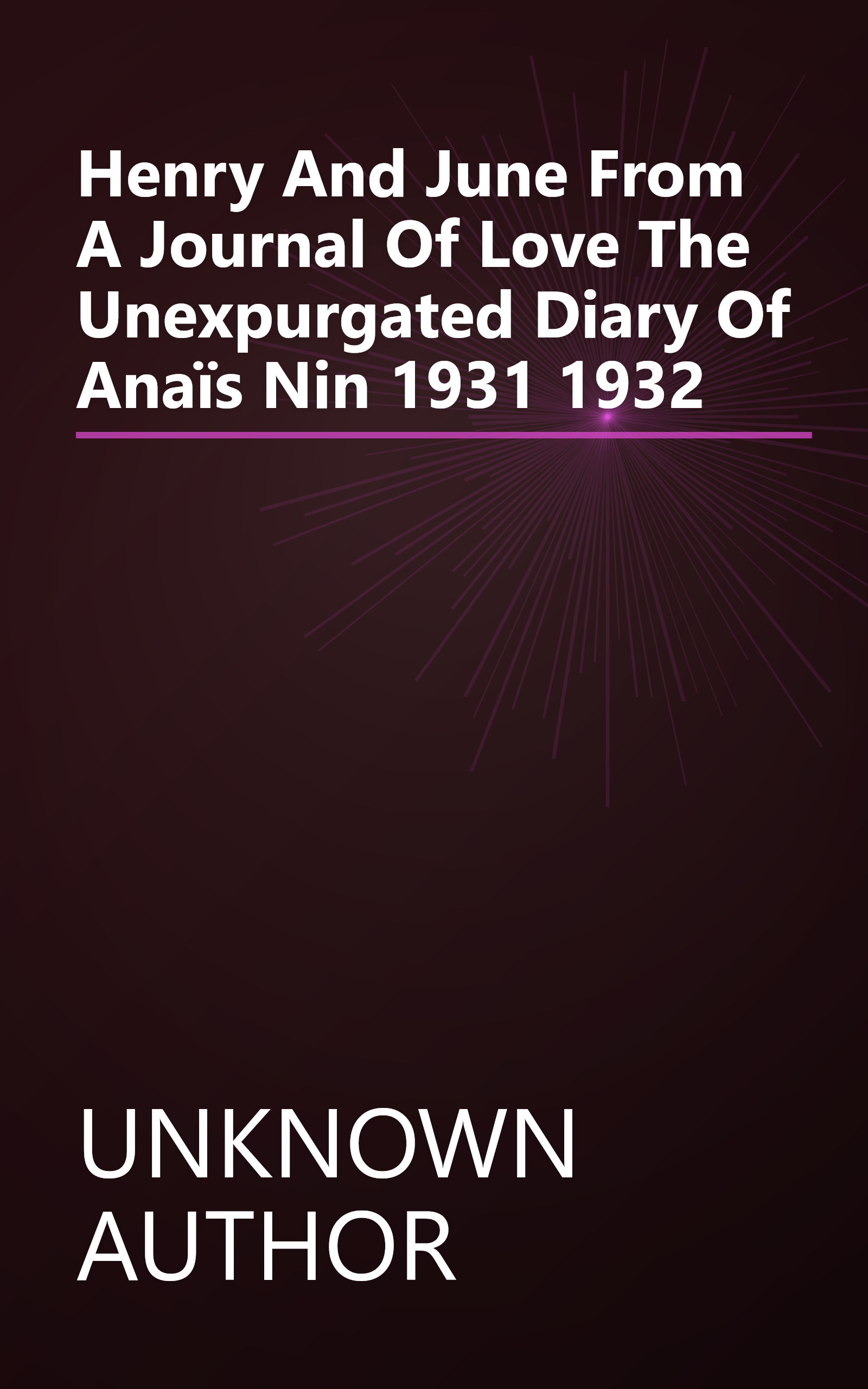 Henry And June From A Journal Of Love The Unexpurgated Diary Of Anaïs Nin 1931 1932 book cover