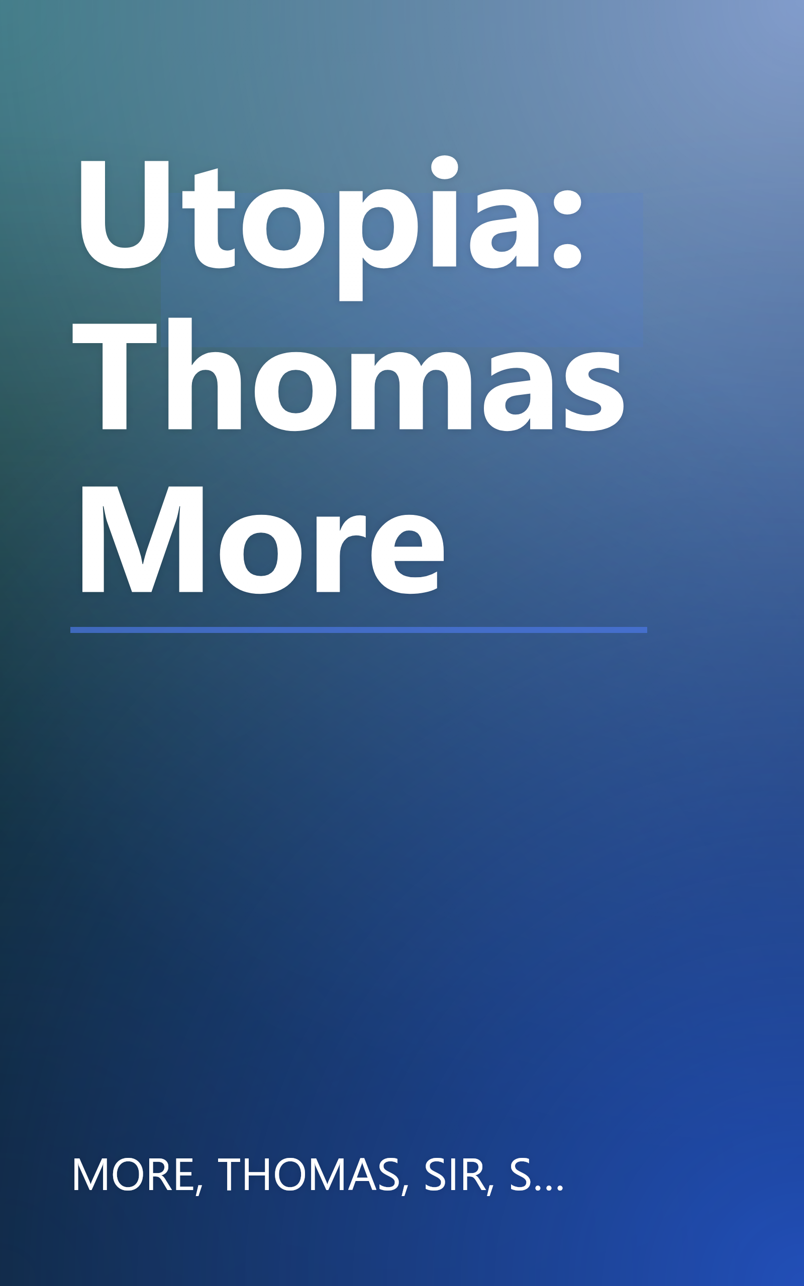 Utopia: Thomas More book cover