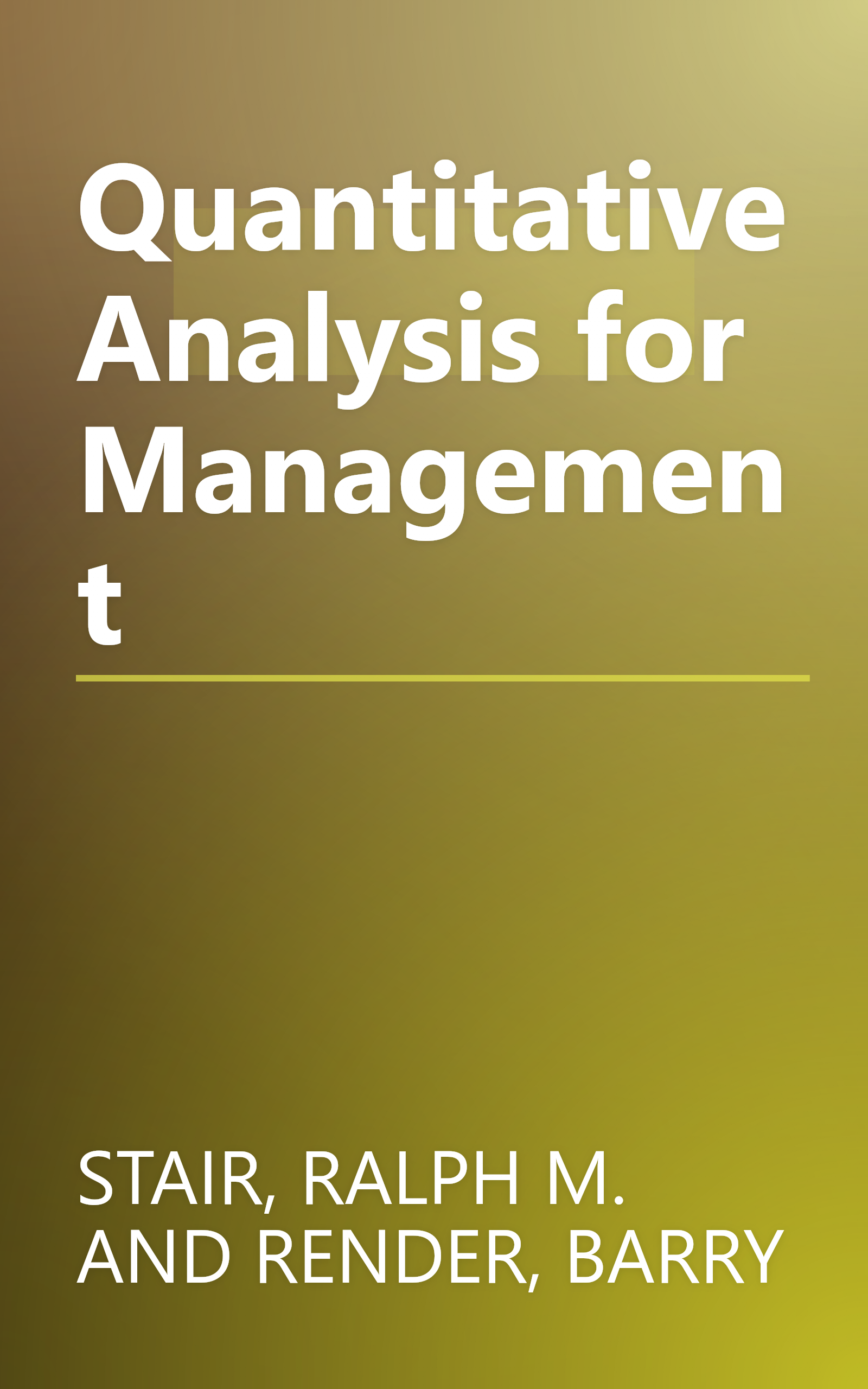 Quantitative Analysis for Management book cover