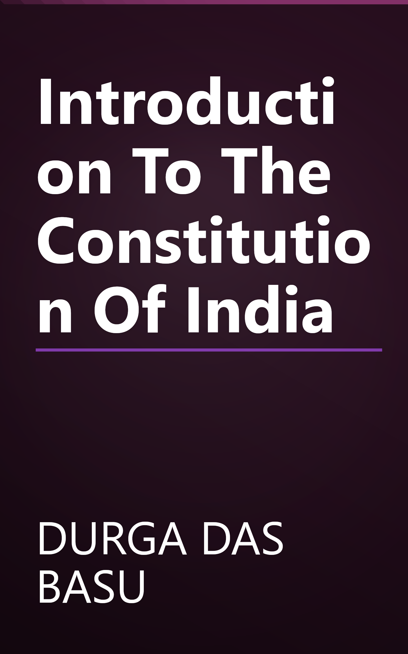 Introduction To The Constitution Of India book cover
