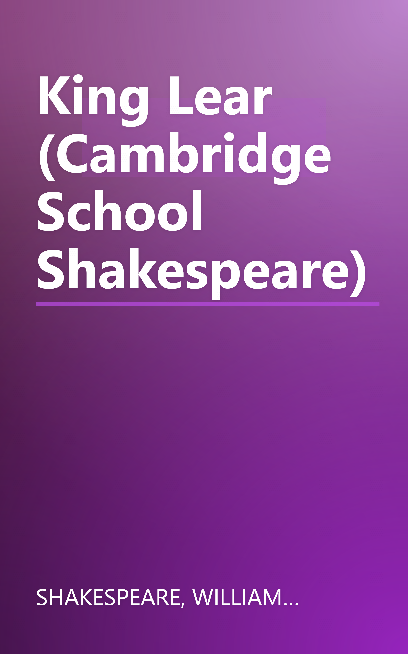 King Lear (Cambridge School Shakespeare) book cover