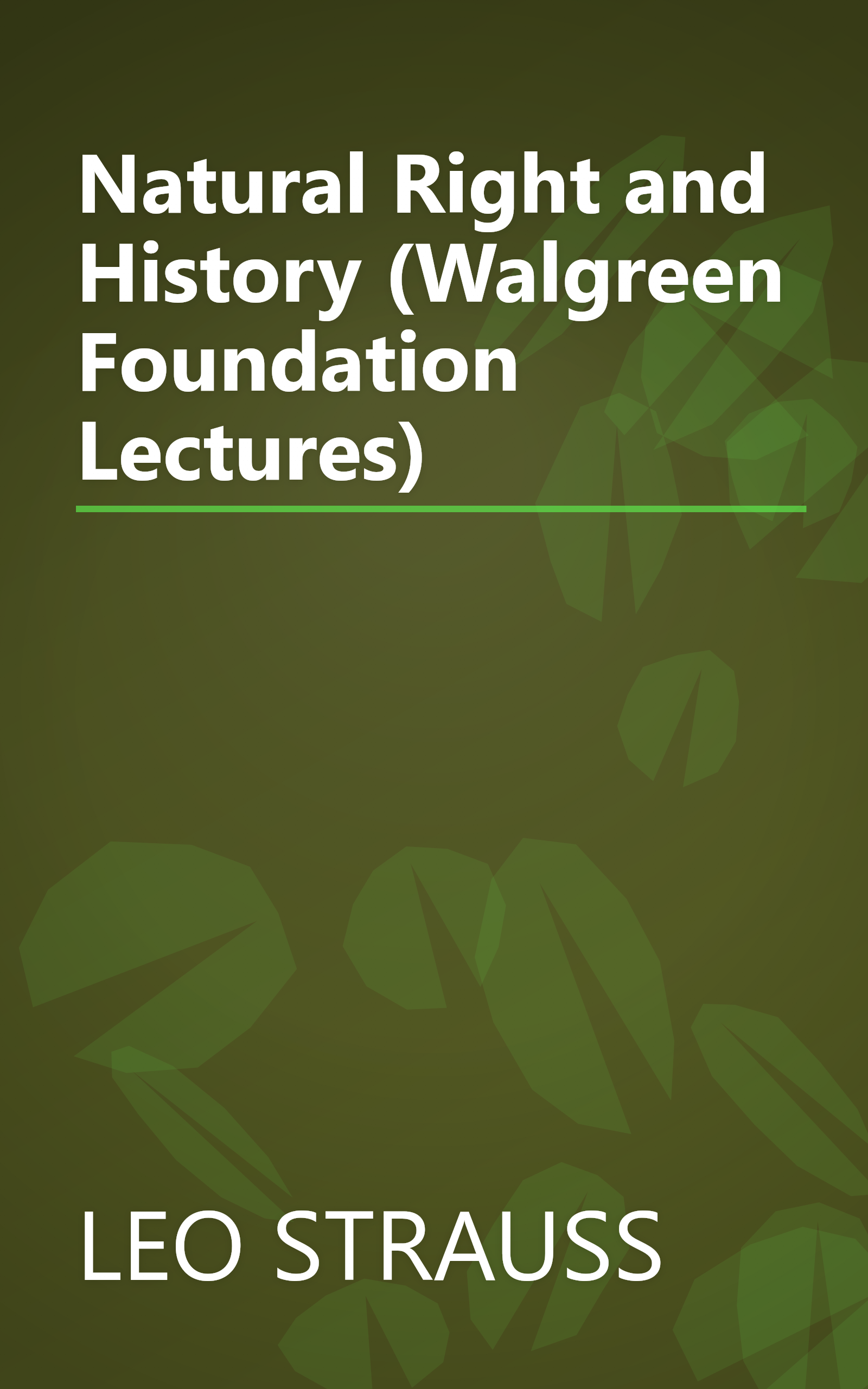 Natural Right and History (Walgreen Foundation Lectures) book cover