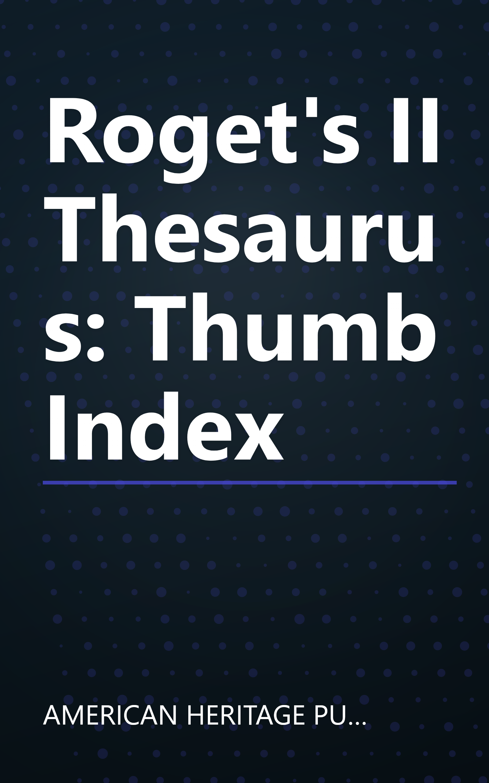 Roget's II Thesaurus: Thumb Index book cover
