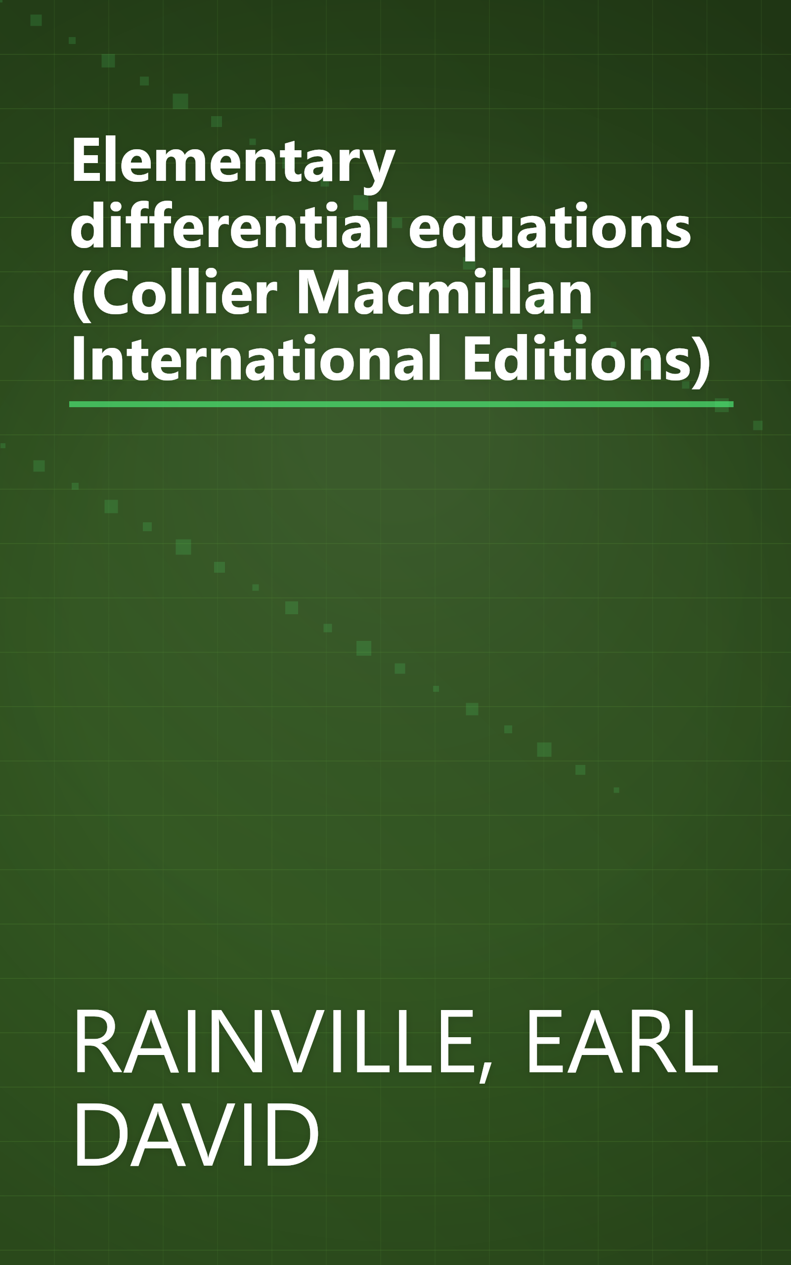 Elementary differential equations (Collier Macmillan International Editions) book cover