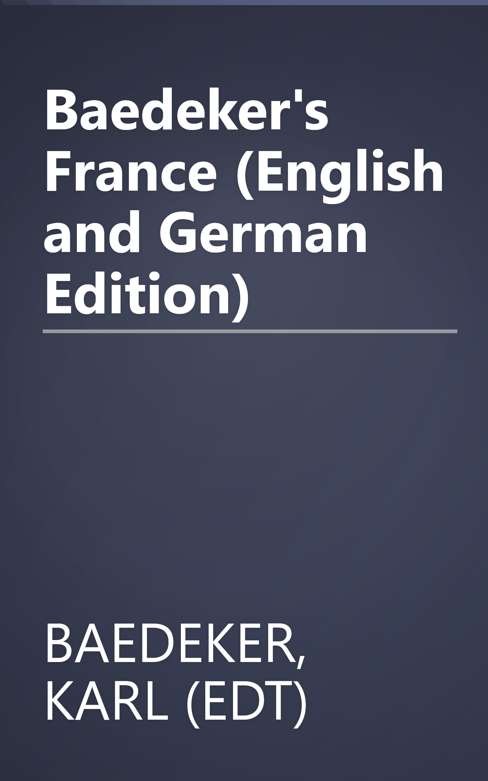 Baedeker's France (English and German Edition) book cover