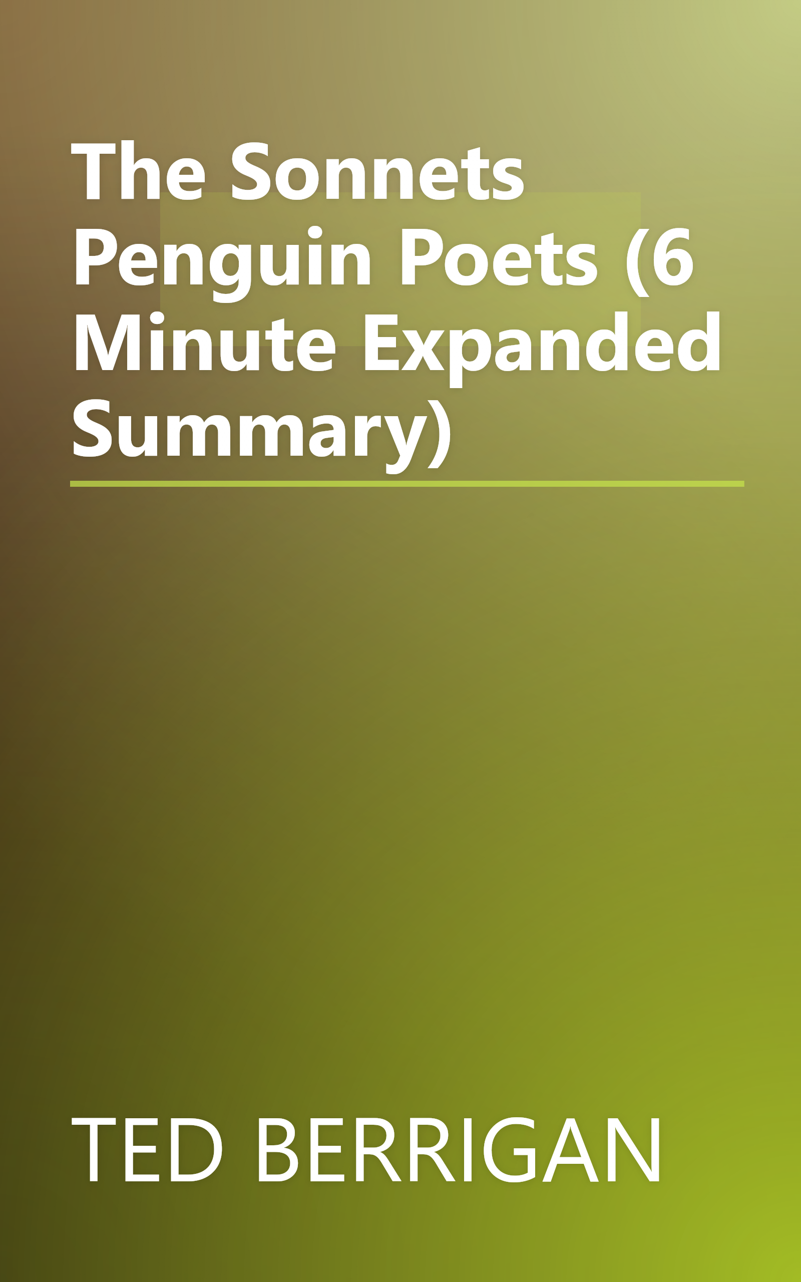 The Sonnets  Penguin Poets  (6 Minute   Expanded Summary) book cover