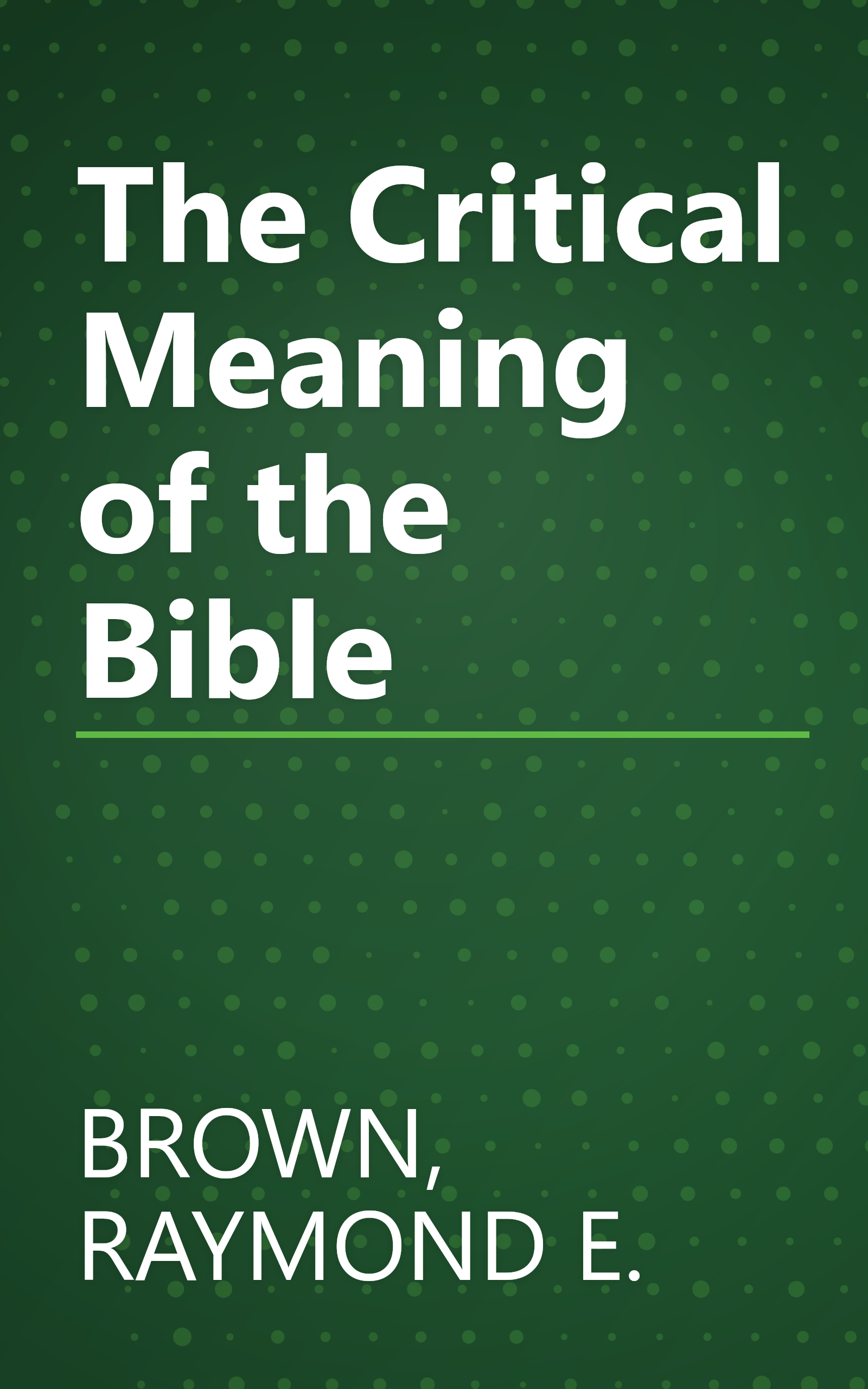 The Critical Meaning of the Bible book cover