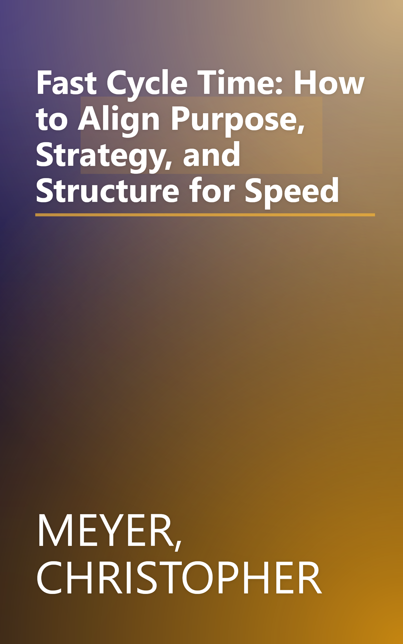 Fast Cycle Time: How to Align Purpose, Strategy, and Structure for Speed book cover