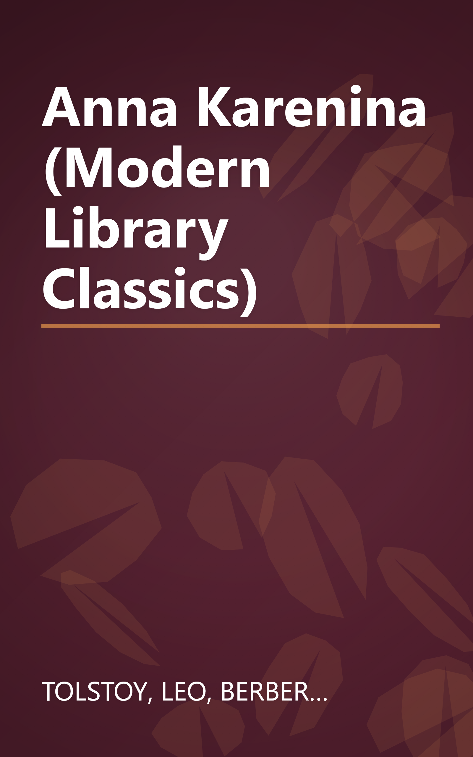 Anna Karenina (Modern Library Classics) book cover