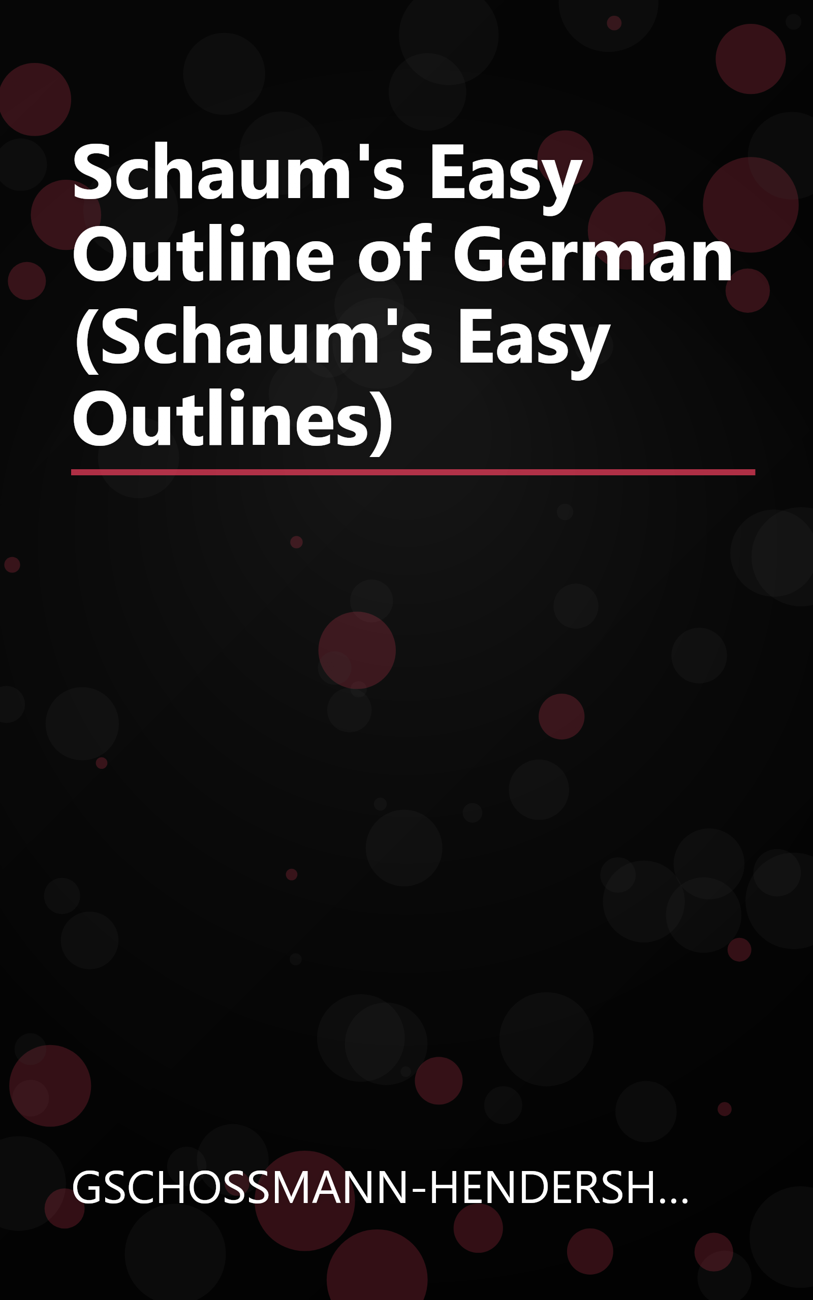 Schaum's Easy Outline of German (Schaum's Easy Outlines) book cover