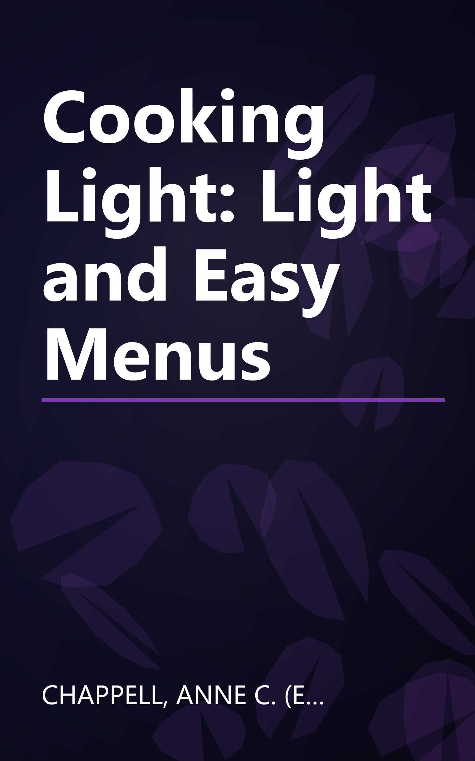 Cooking Light: Light and Easy Menus book cover