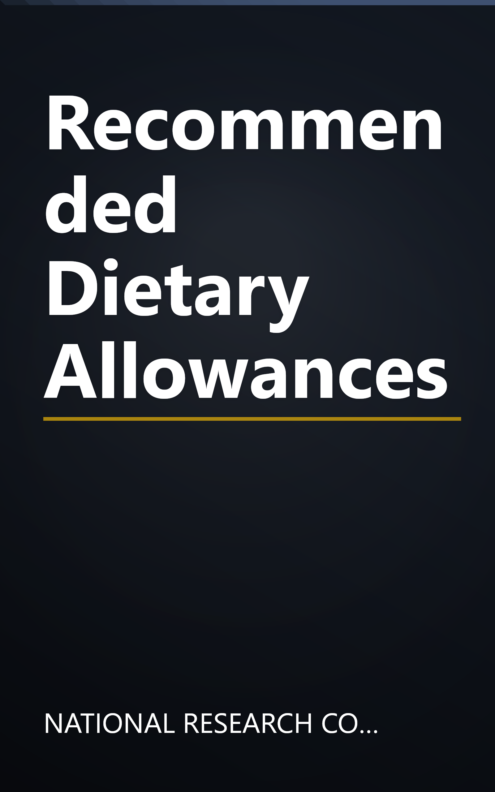 Recommended Dietary Allowances book cover