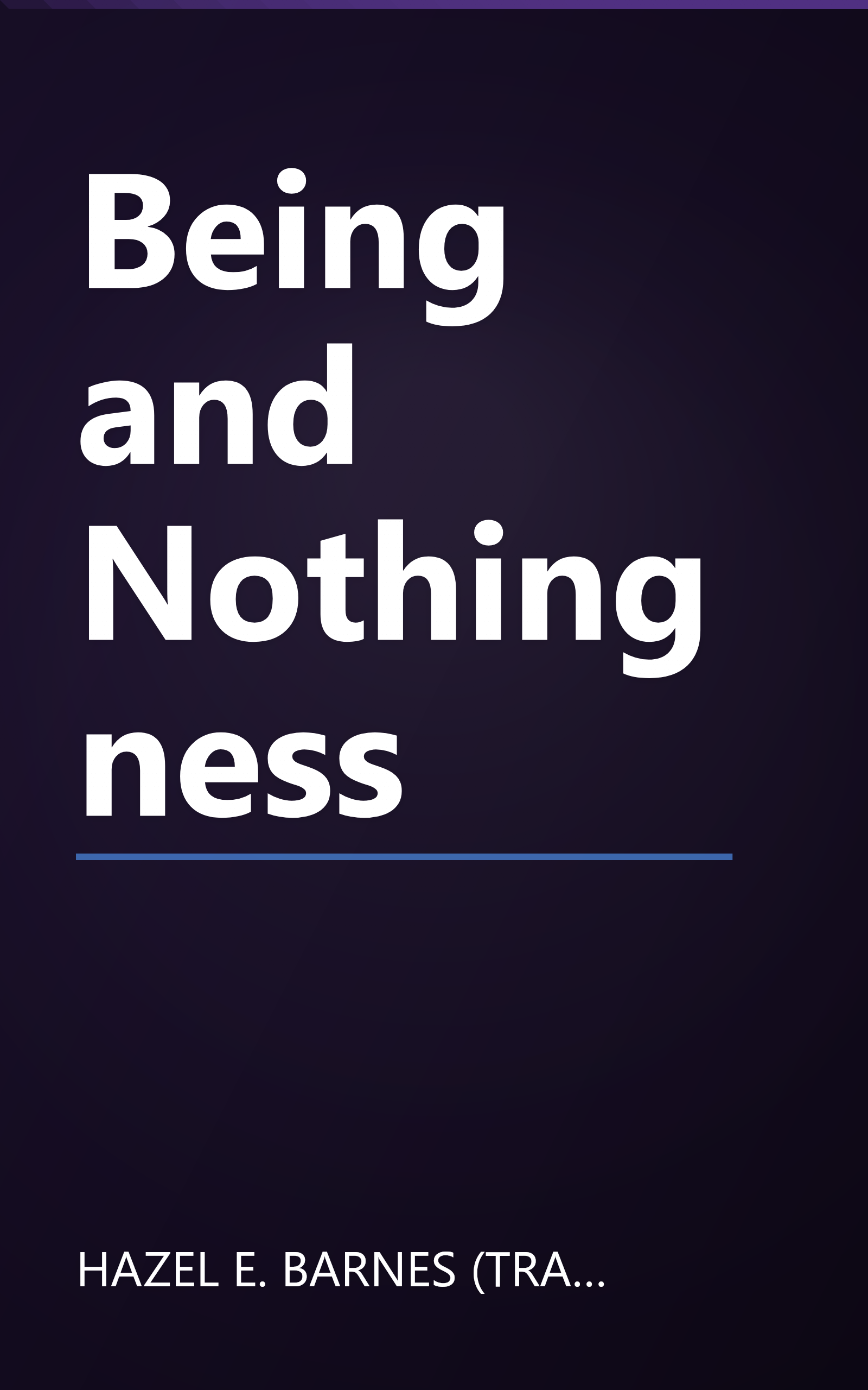 Being and Nothingness book cover