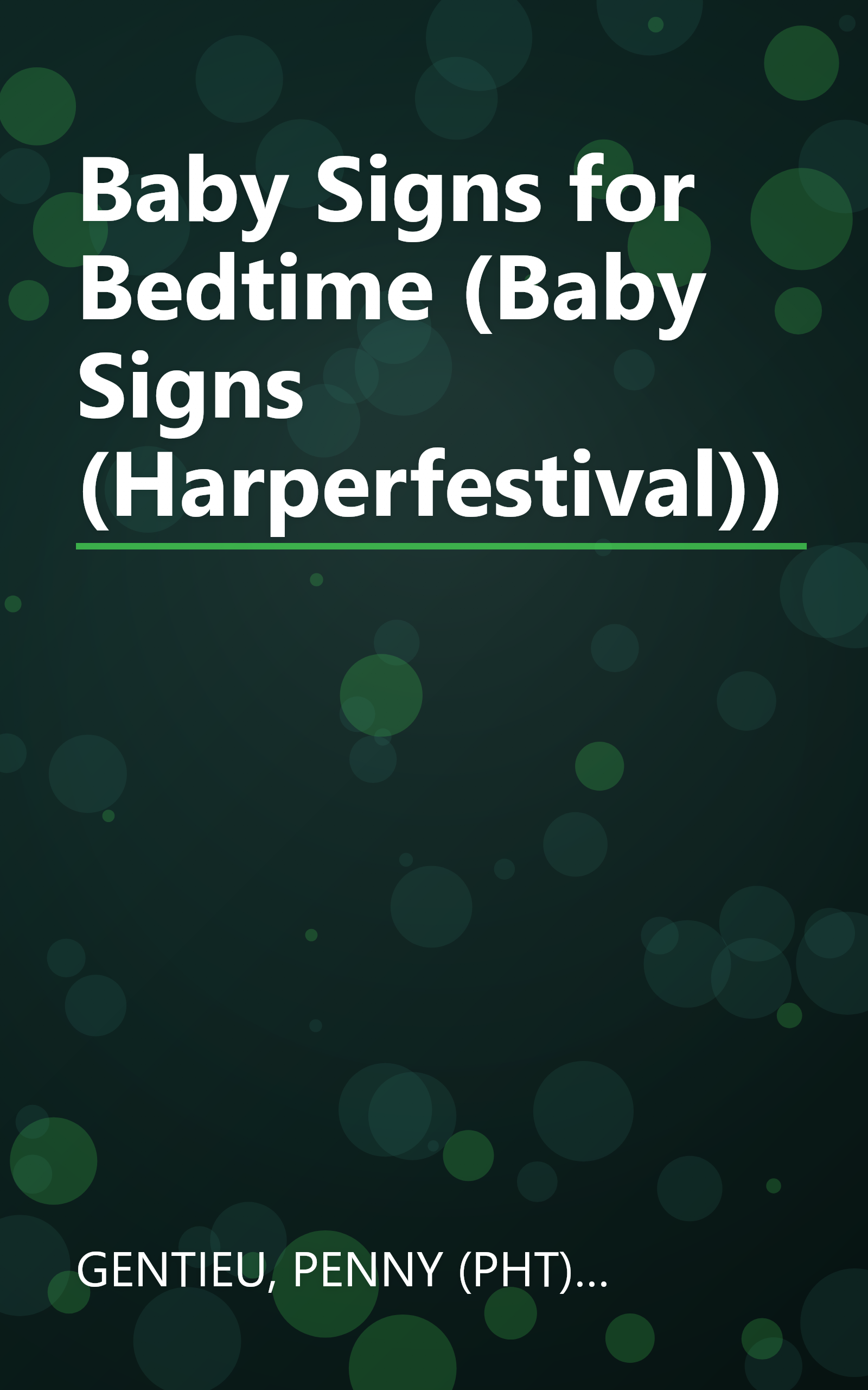 Baby Signs for Bedtime (Baby Signs (Harperfestival)) book cover