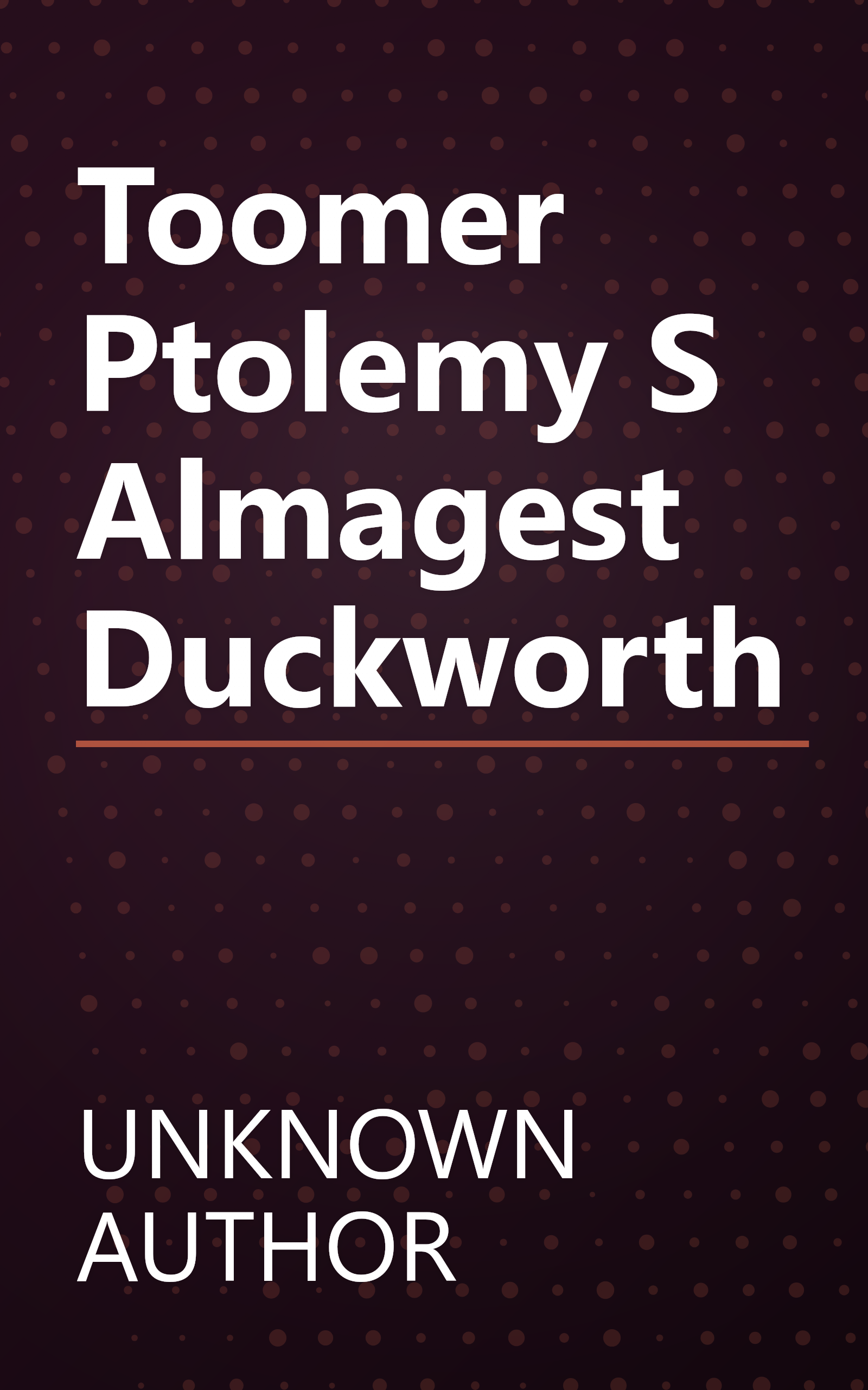 Toomer Ptolemy S Almagest Duckworth book cover