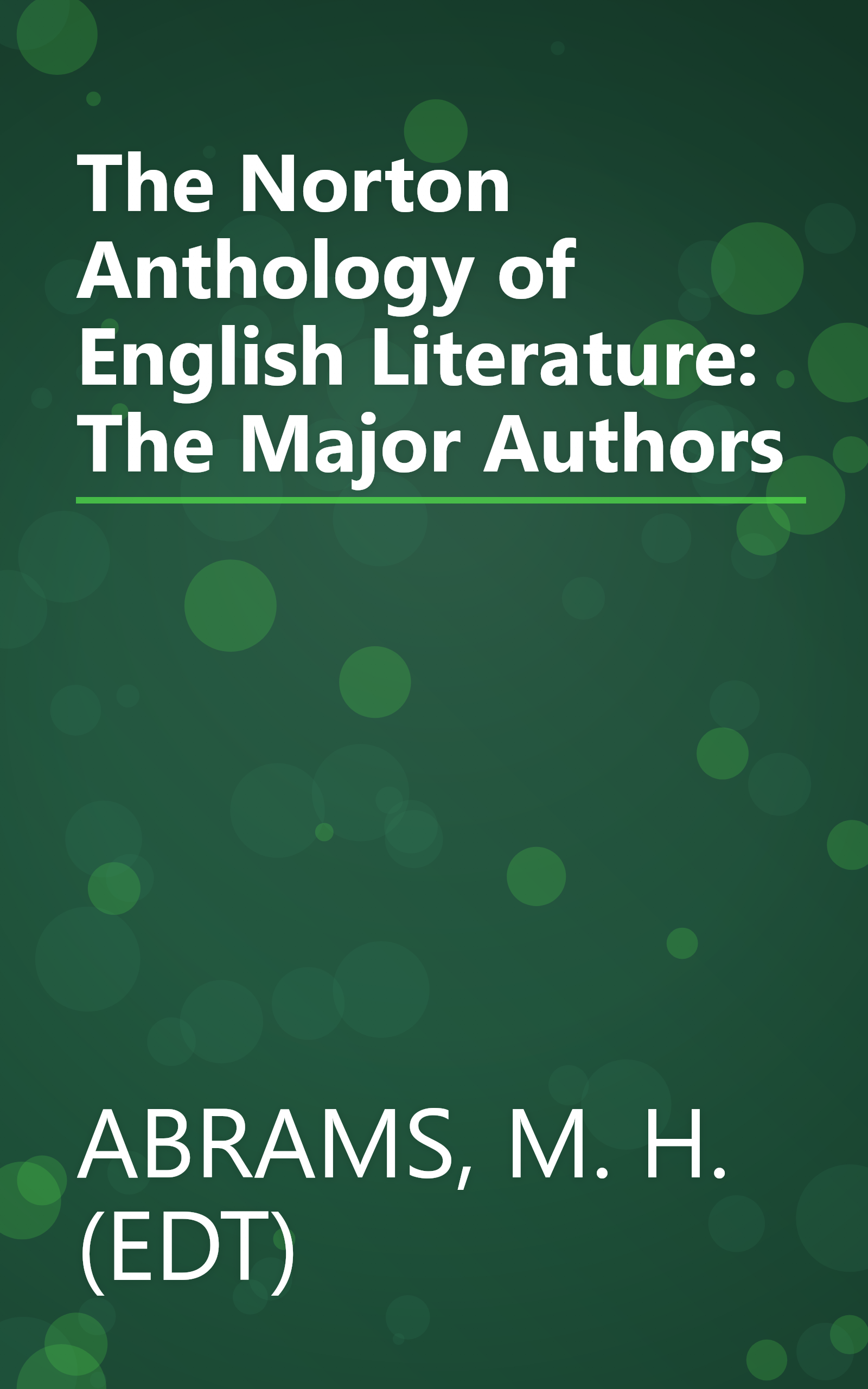 The Norton Anthology of English Literature: The Major Authors book cover