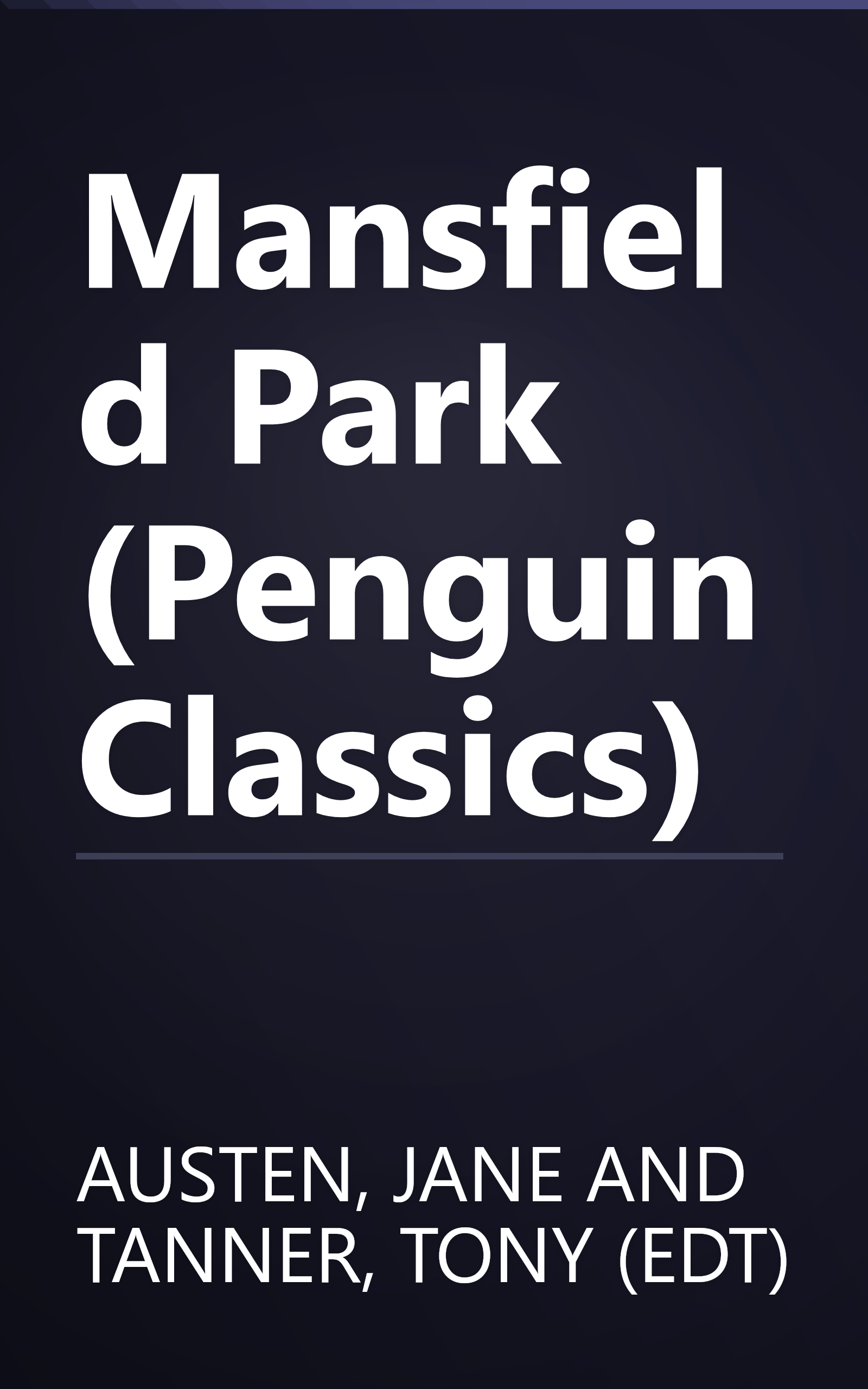 Mansfield Park (Penguin Classics) book cover
