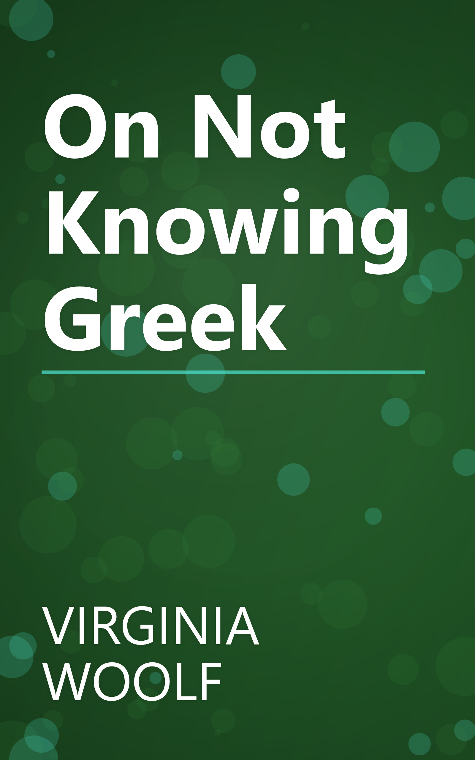 On Not Knowing Greek book cover