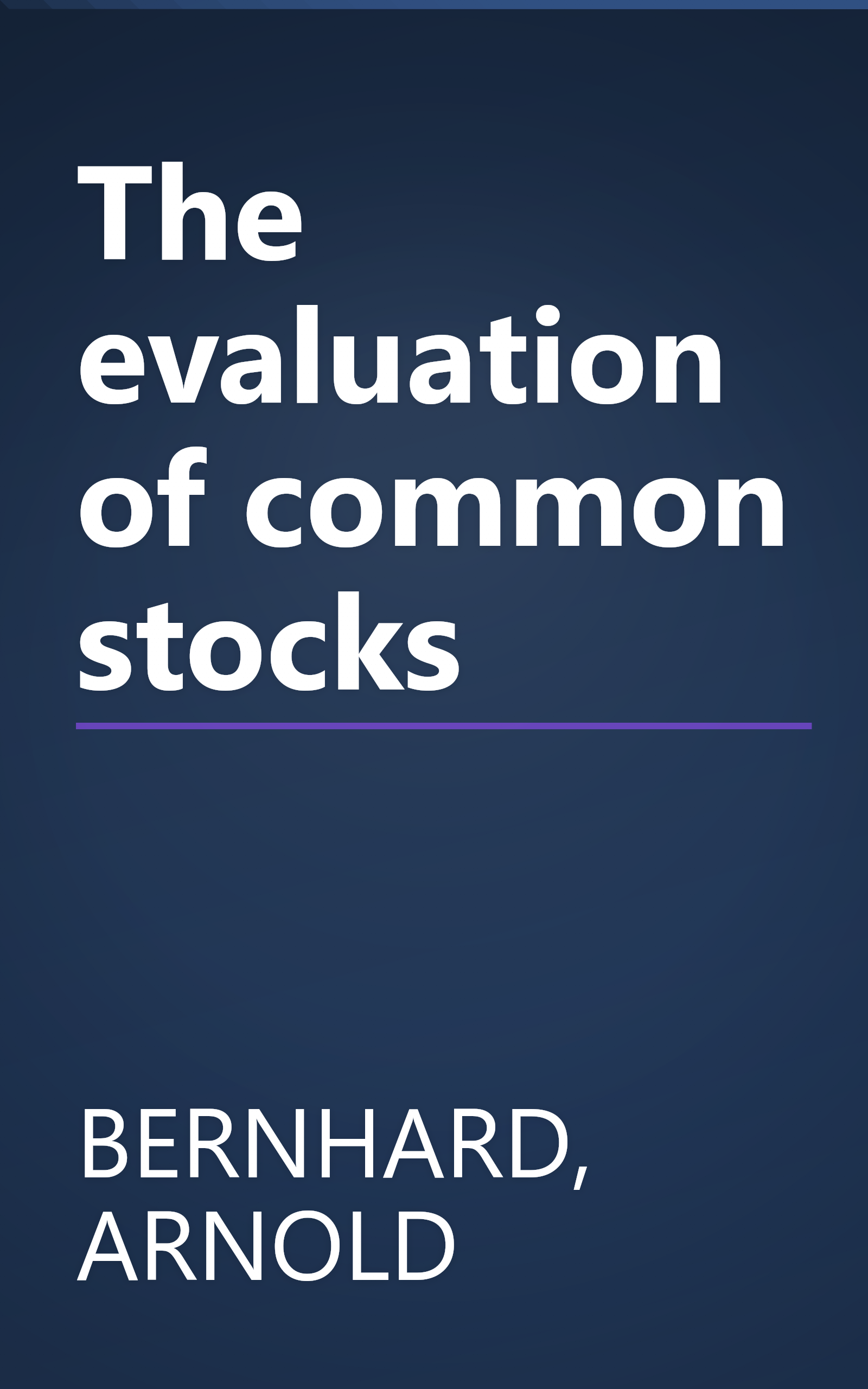 The evaluation of common stocks book cover